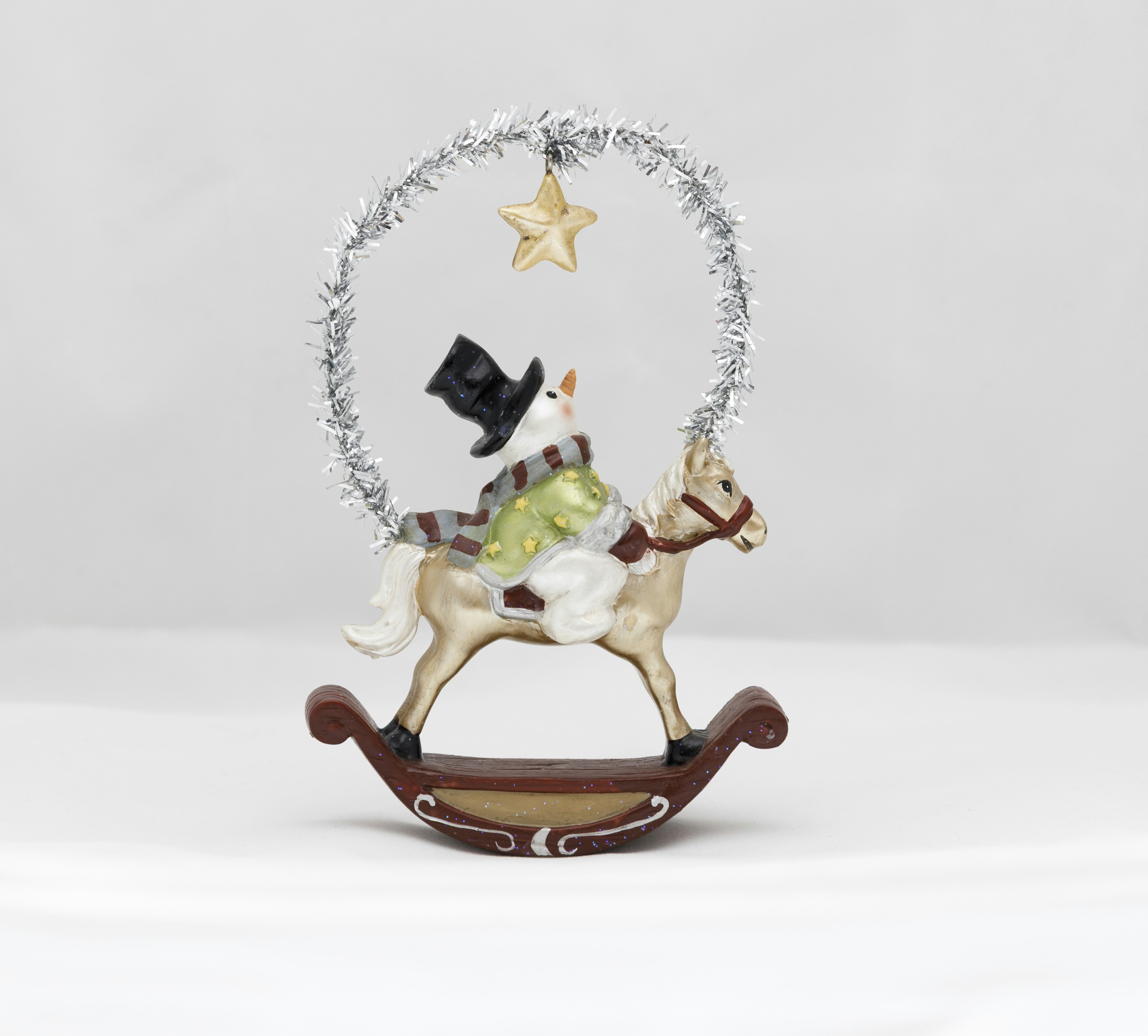 Holiday Carousel: Tinsel Ring and Star atop a Tiny Metal Horse