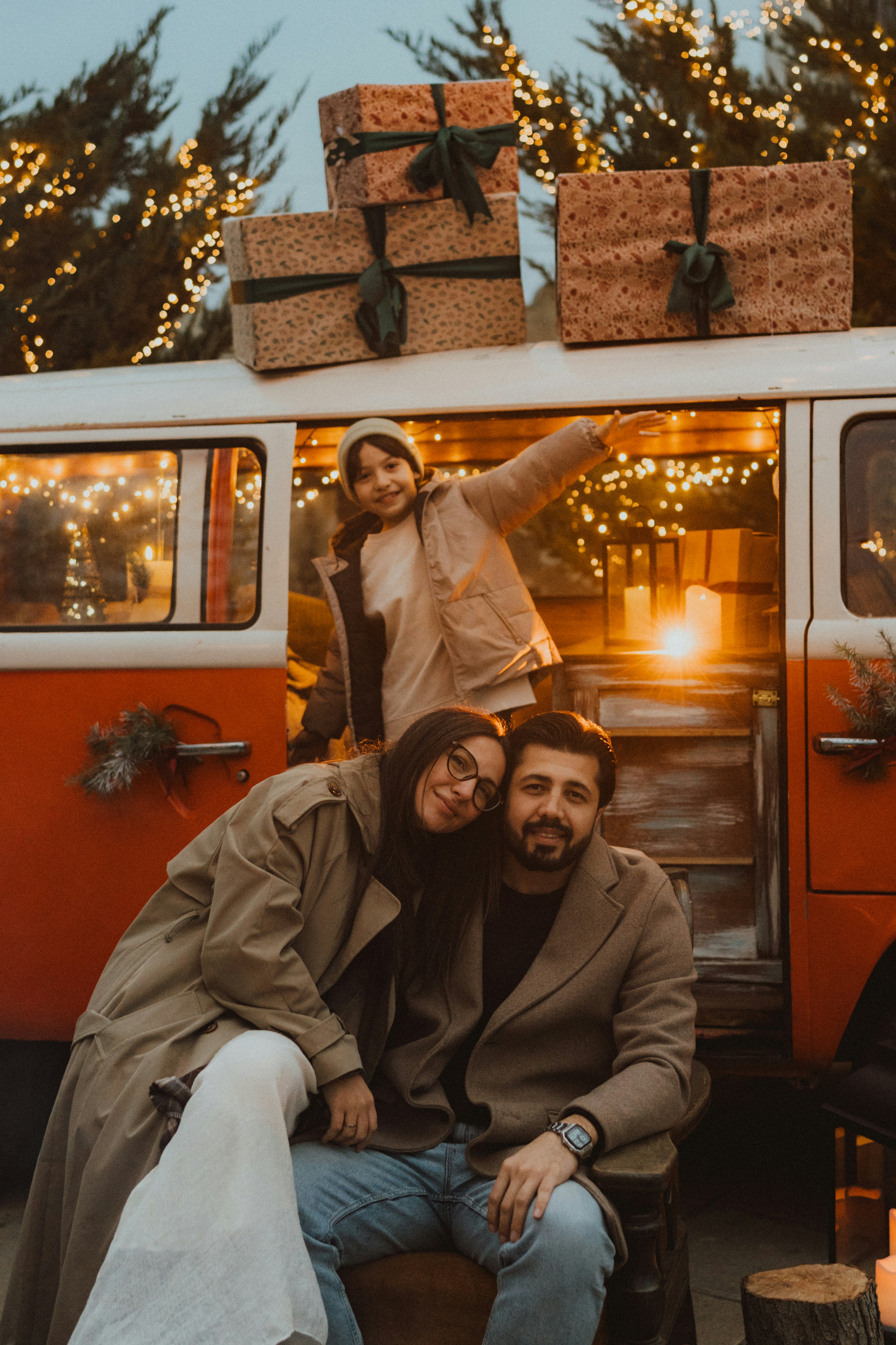 Warm Glow: A Family Moment by the Holiday Van