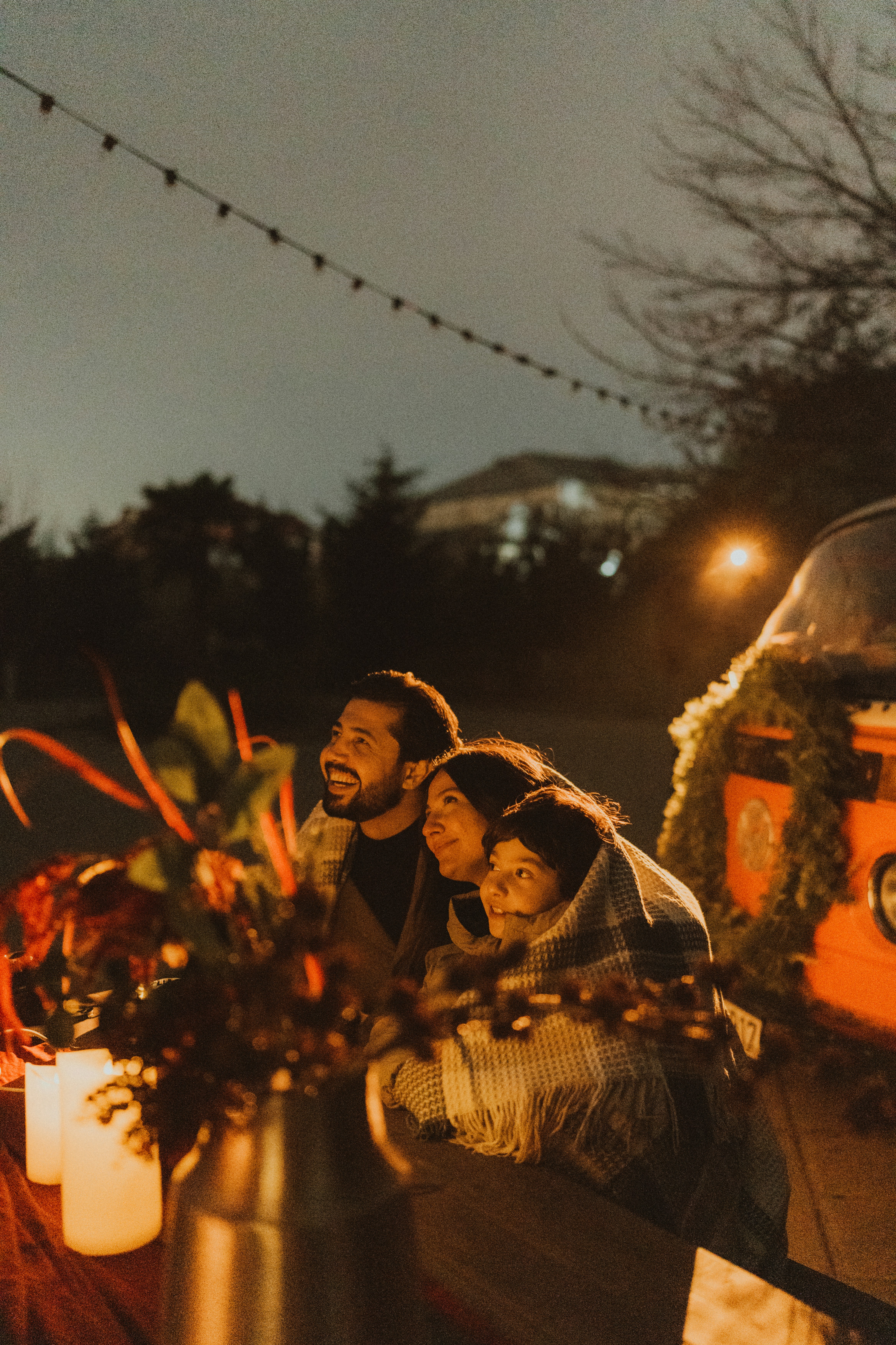 Warm Circle: Nighttime Porch Celebration Portrait