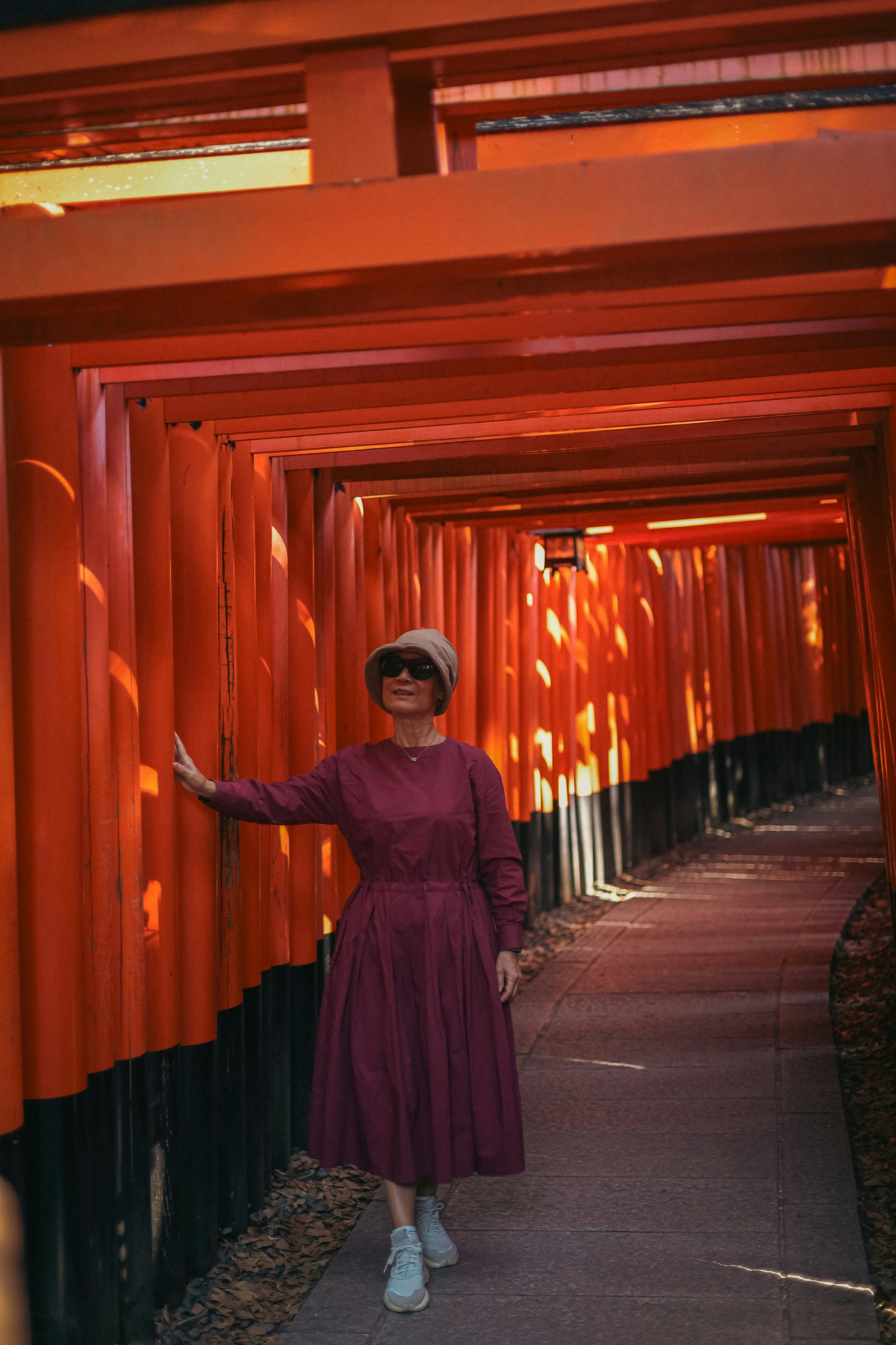 Red Corridor of Steel: A Portrait Beneath the Painted Beams