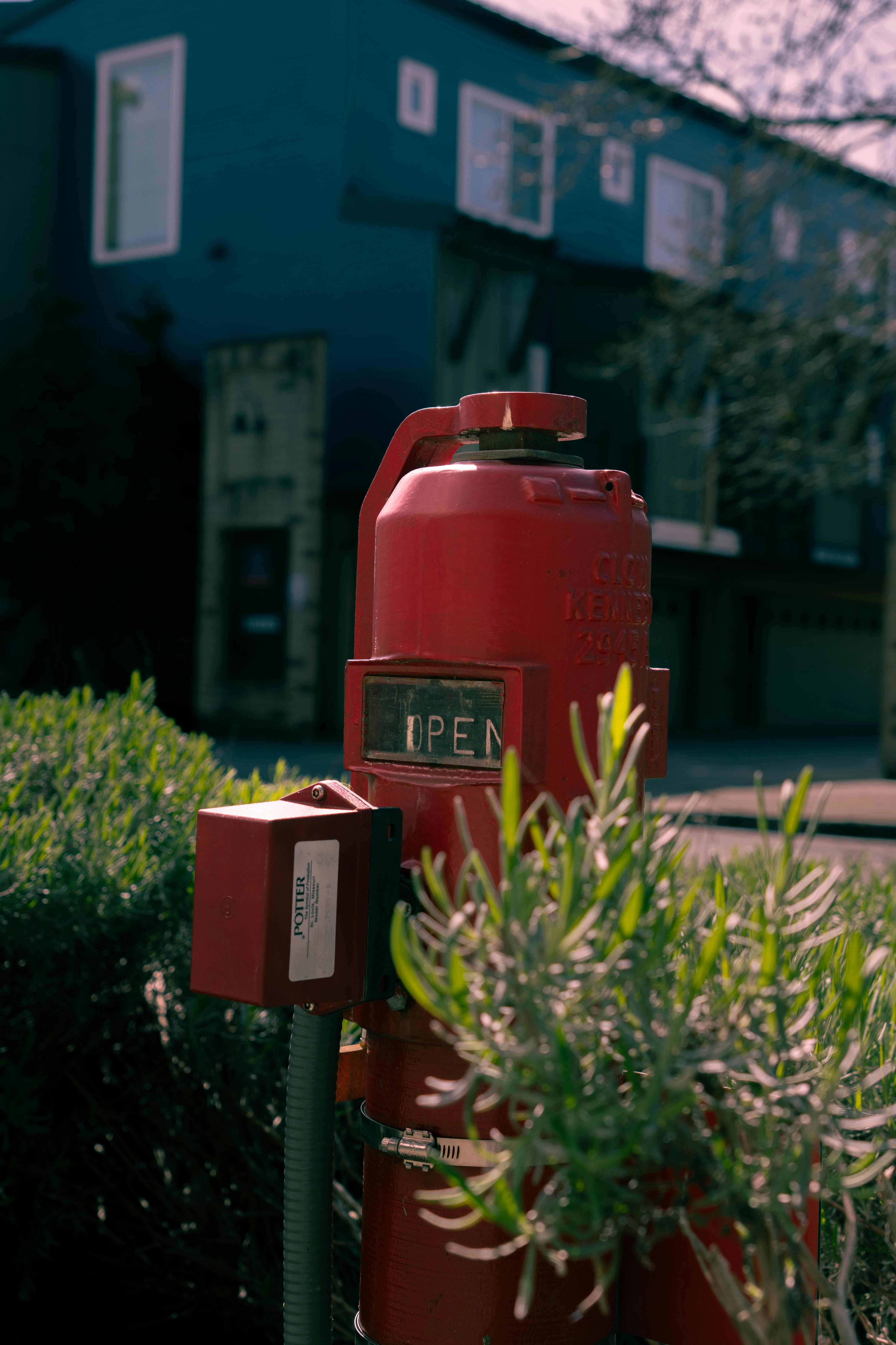 Red fire hydrant with an open sign. photo – Free Neighborhood Image on ...