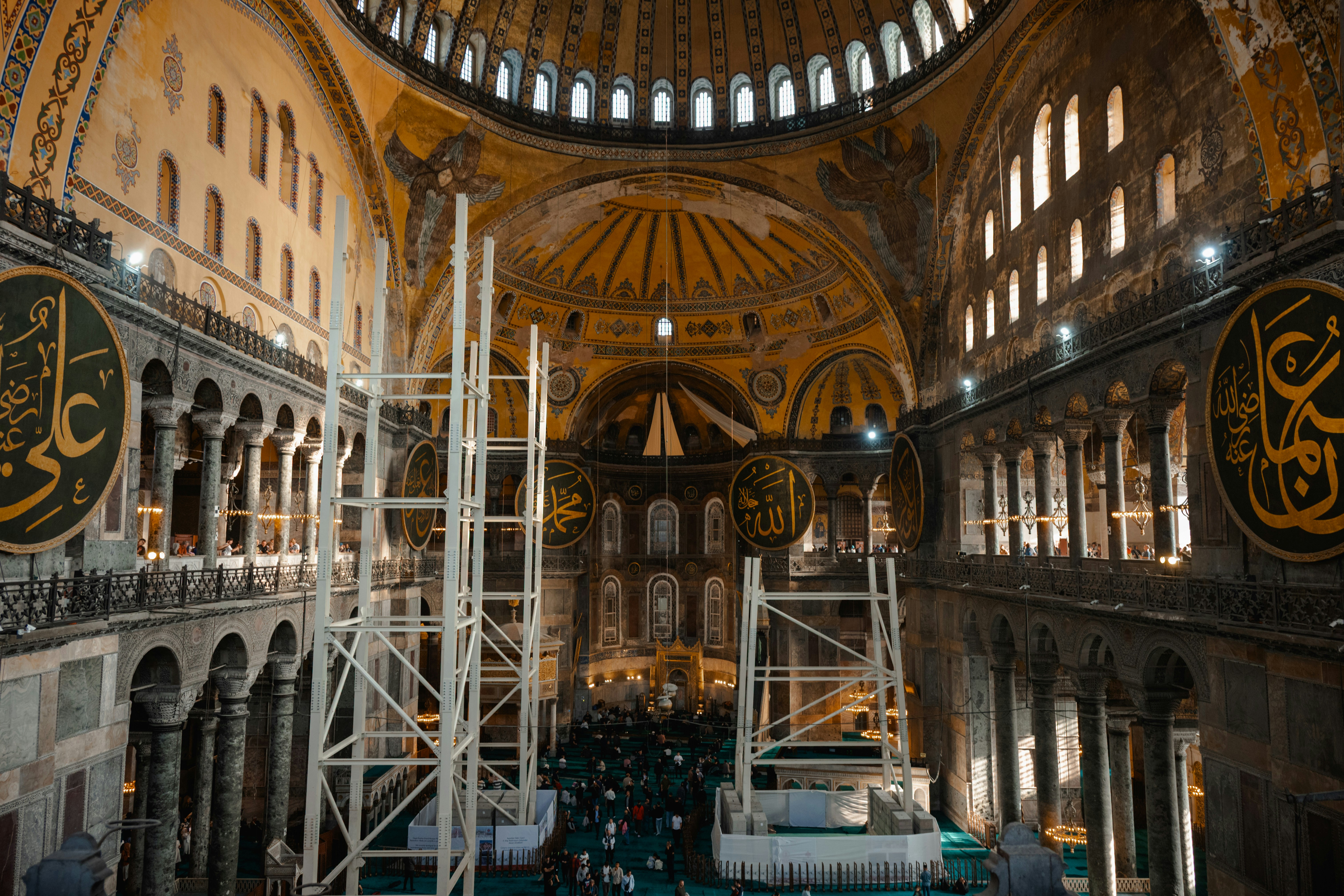 In the Rotunda of Light: Construction Scaffolding Framing a Sacred Hall