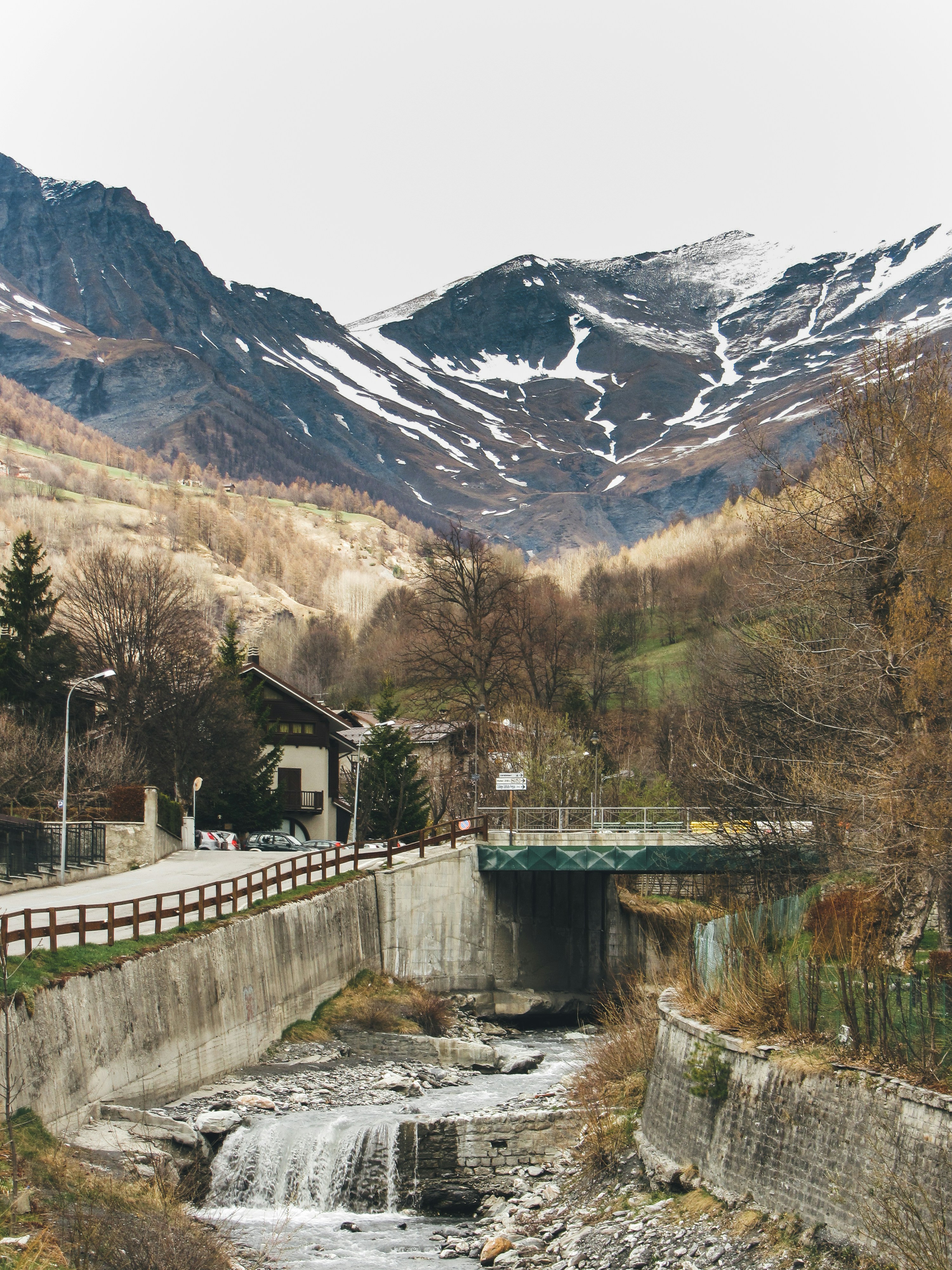 Snow-kissed Peaks Over a Quiet Alpine Village