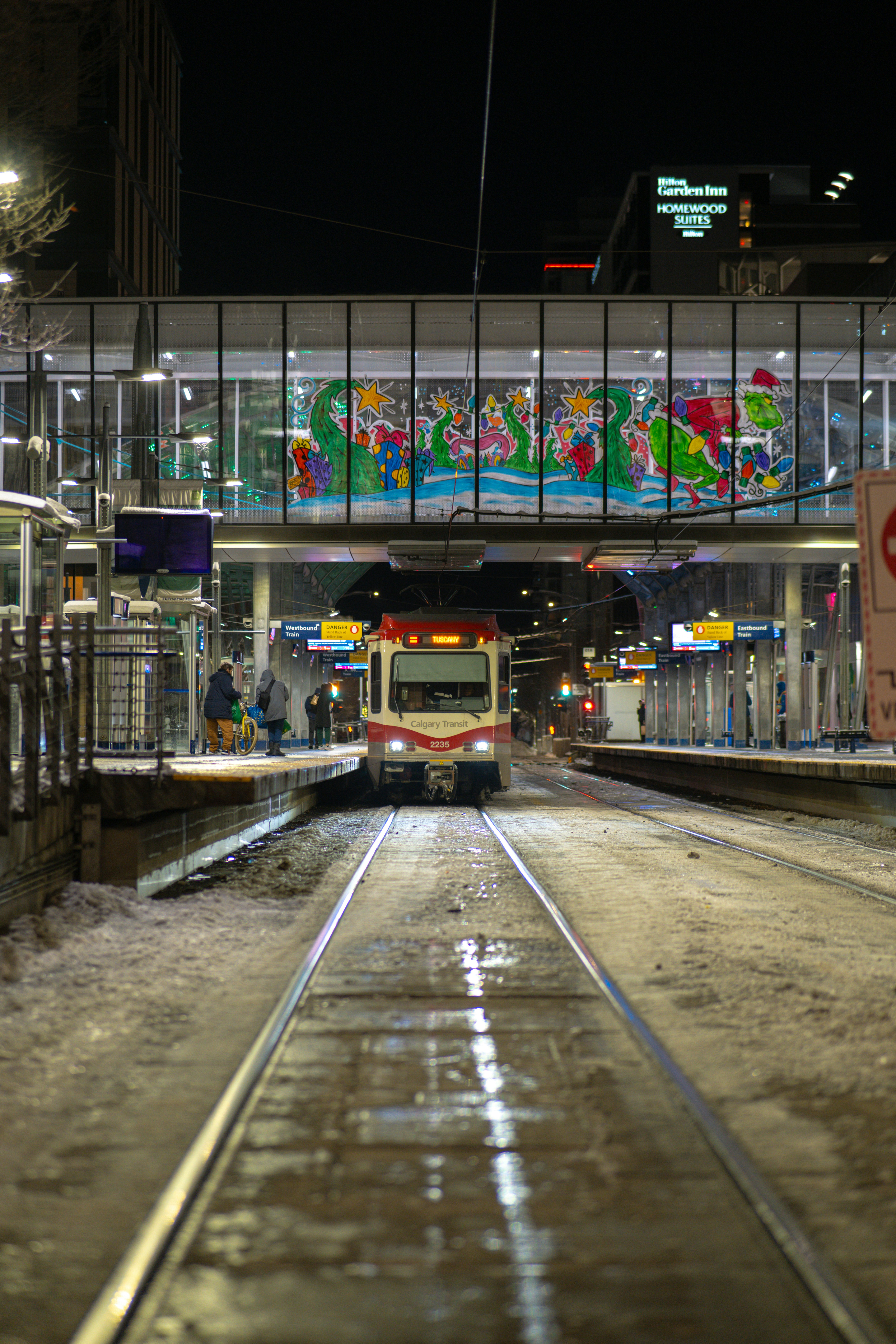 Night Train at a Snowkissed City Station