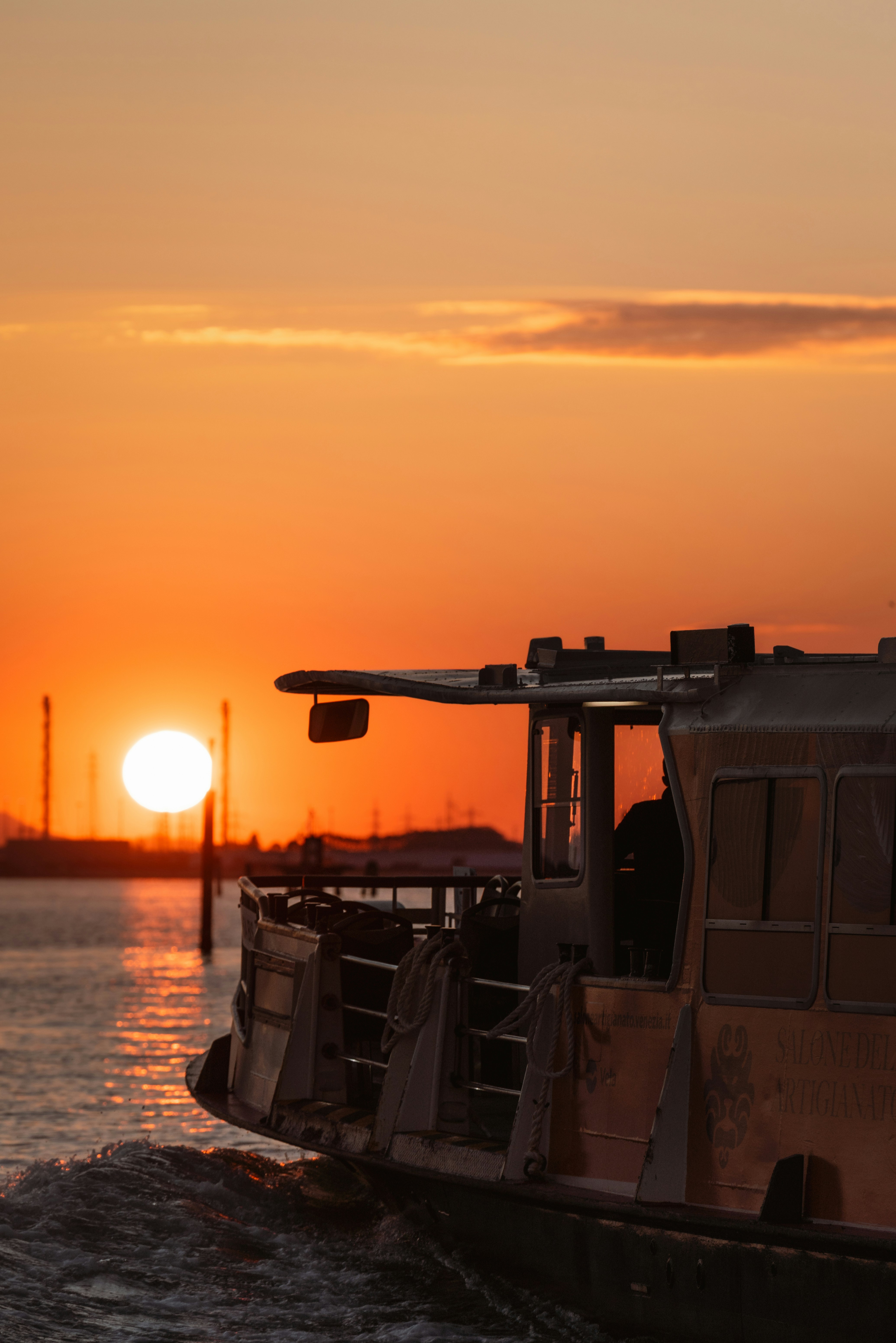 Sunset Ferry: Silhouette at the Dock