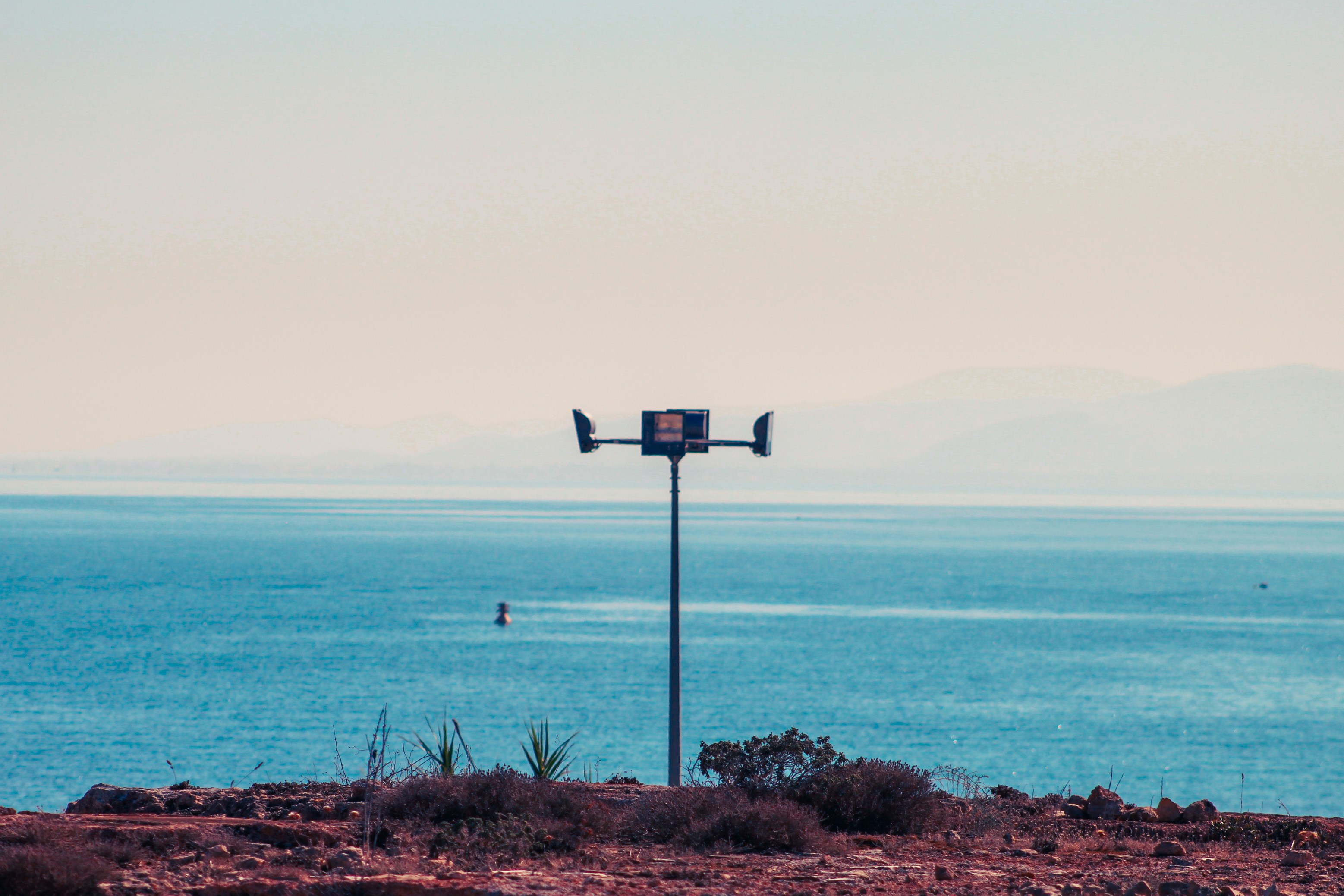 Lone Sea-View Turret Standing over Distant Horizon