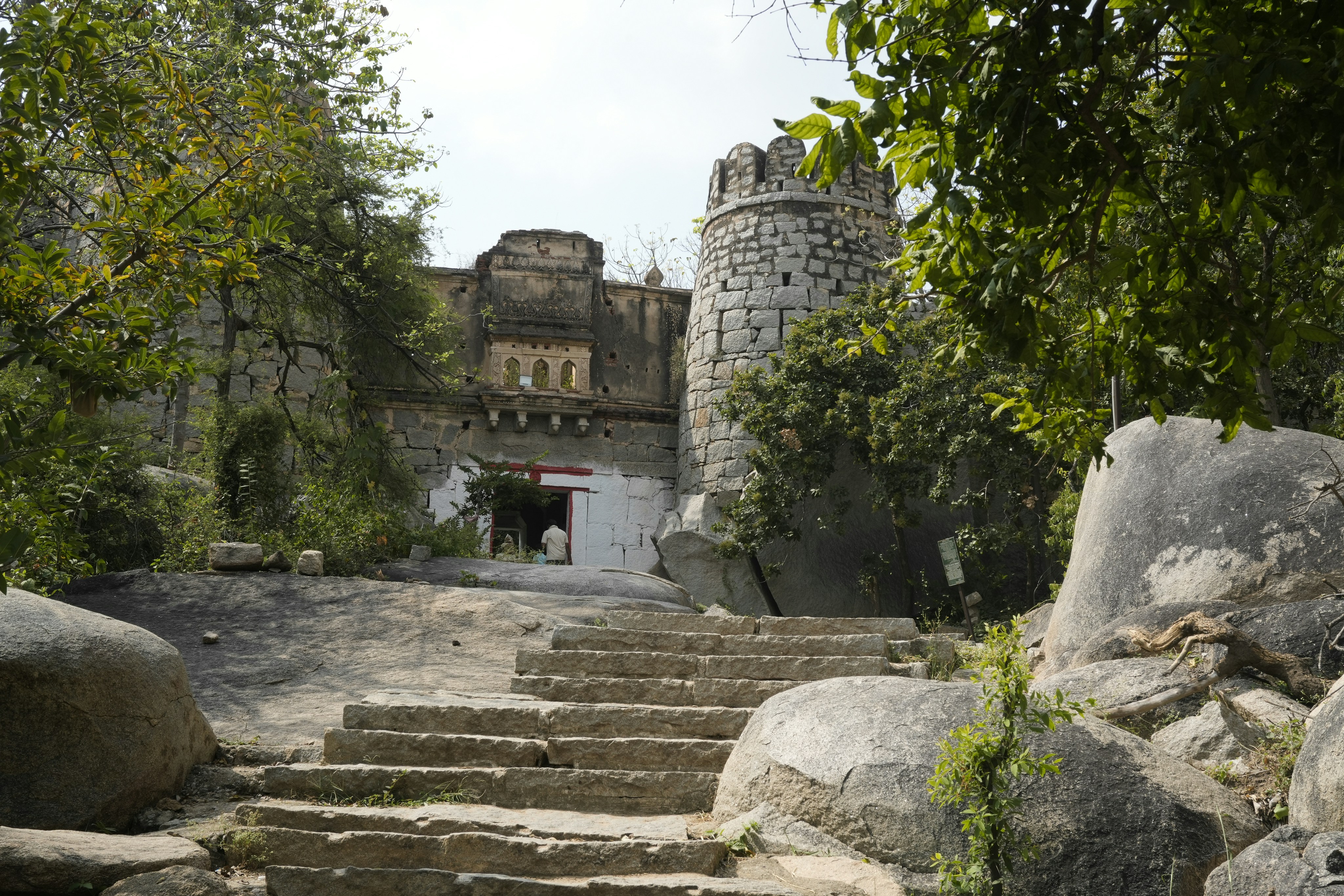 Ancient Gatehouse at Foot of Weathered Steps