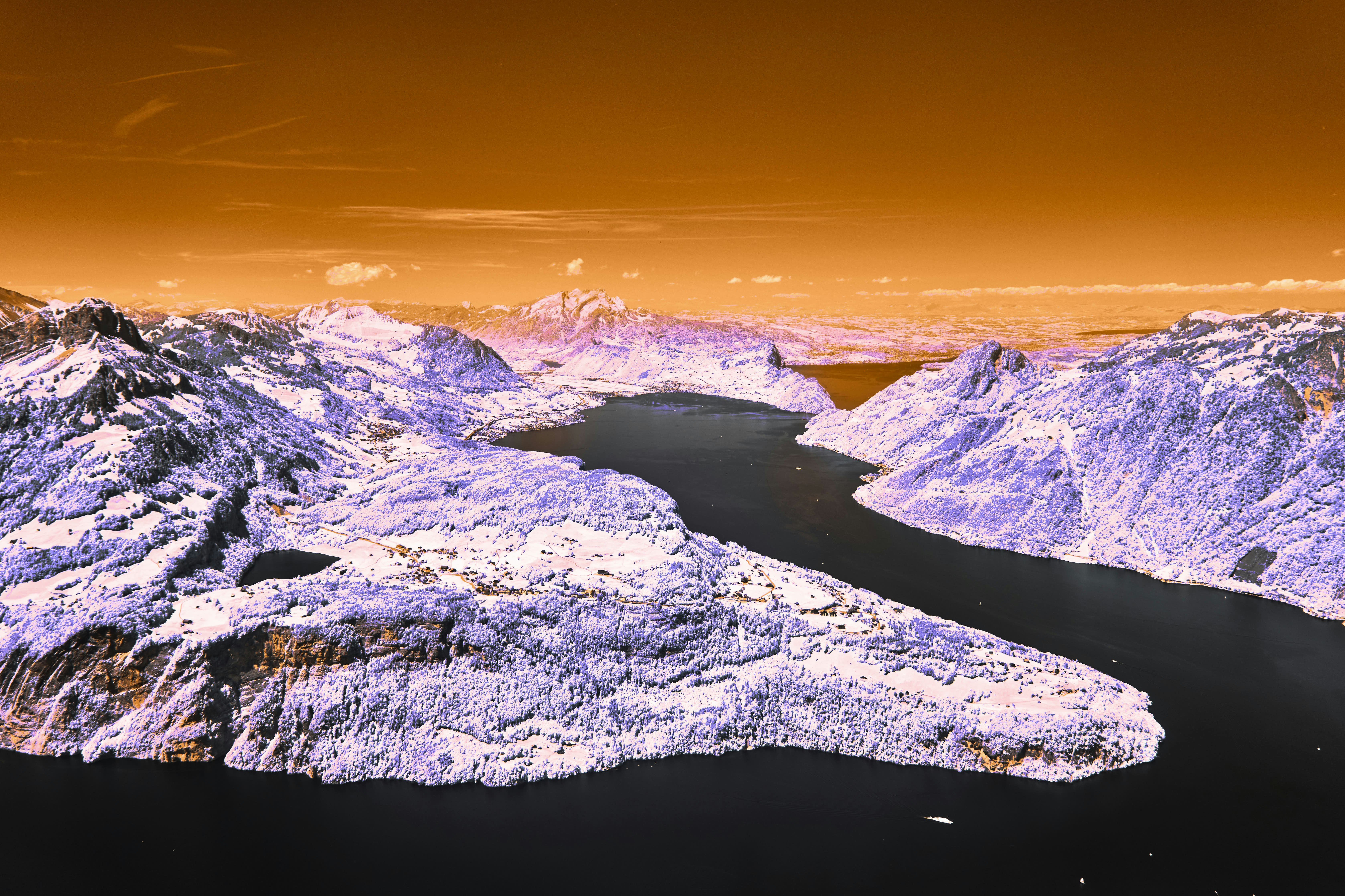 Glacial Ridges Under a Burning Sky