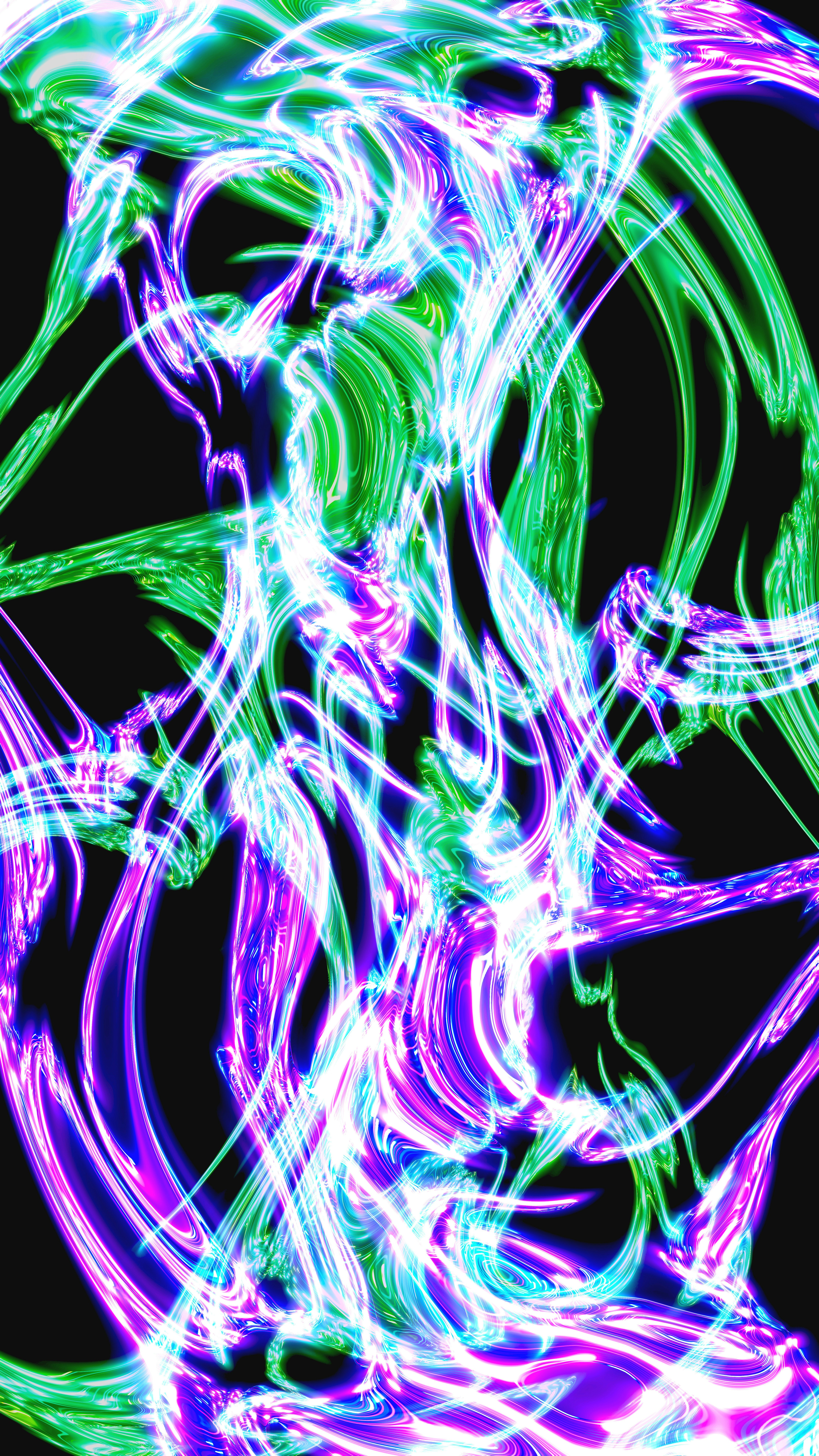 Abstract swirling neon lights in purple and green photo – Free Iphone ...