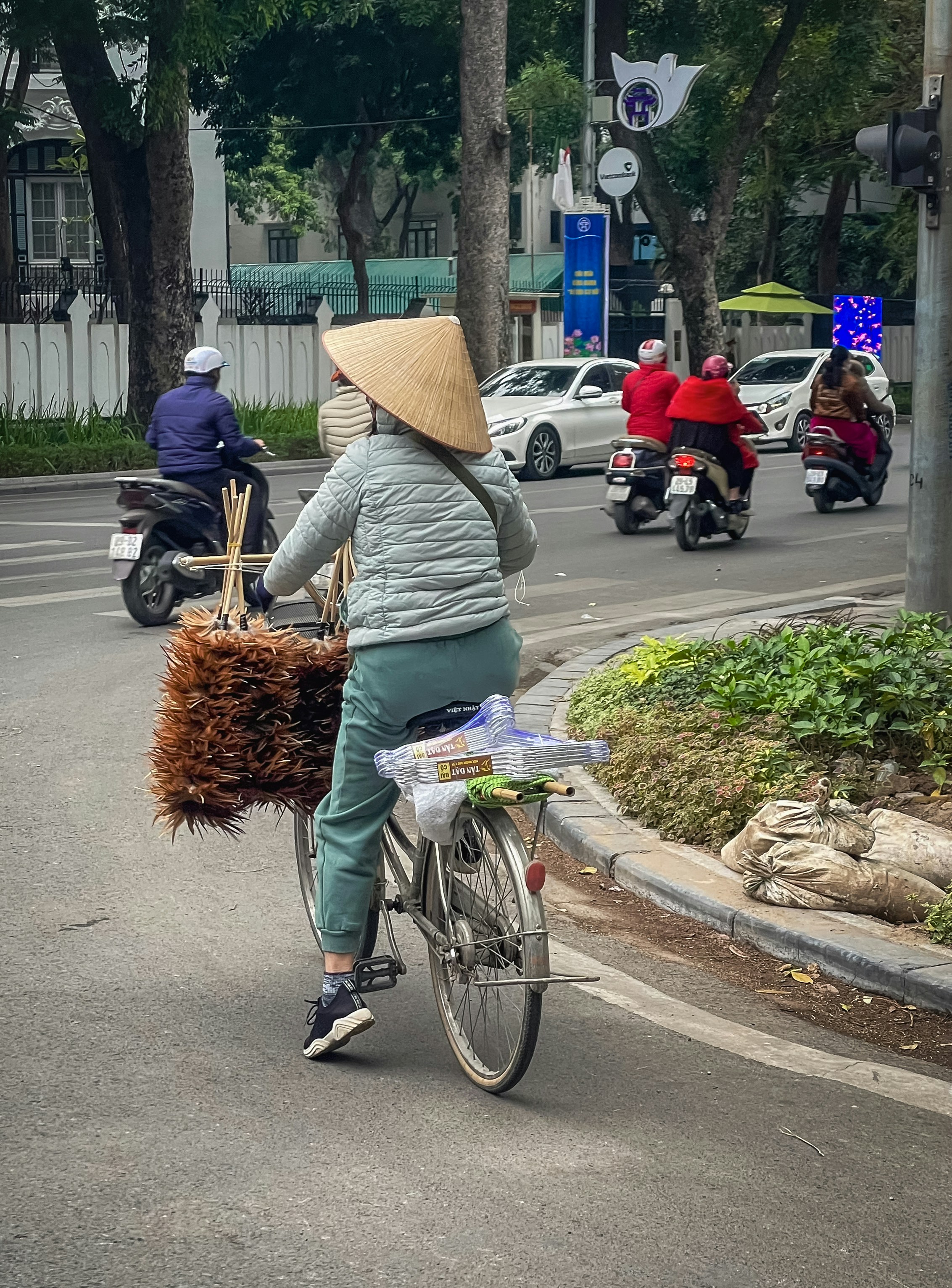 Conveyor of Goods: A Street Vendor Balancing on Wheels