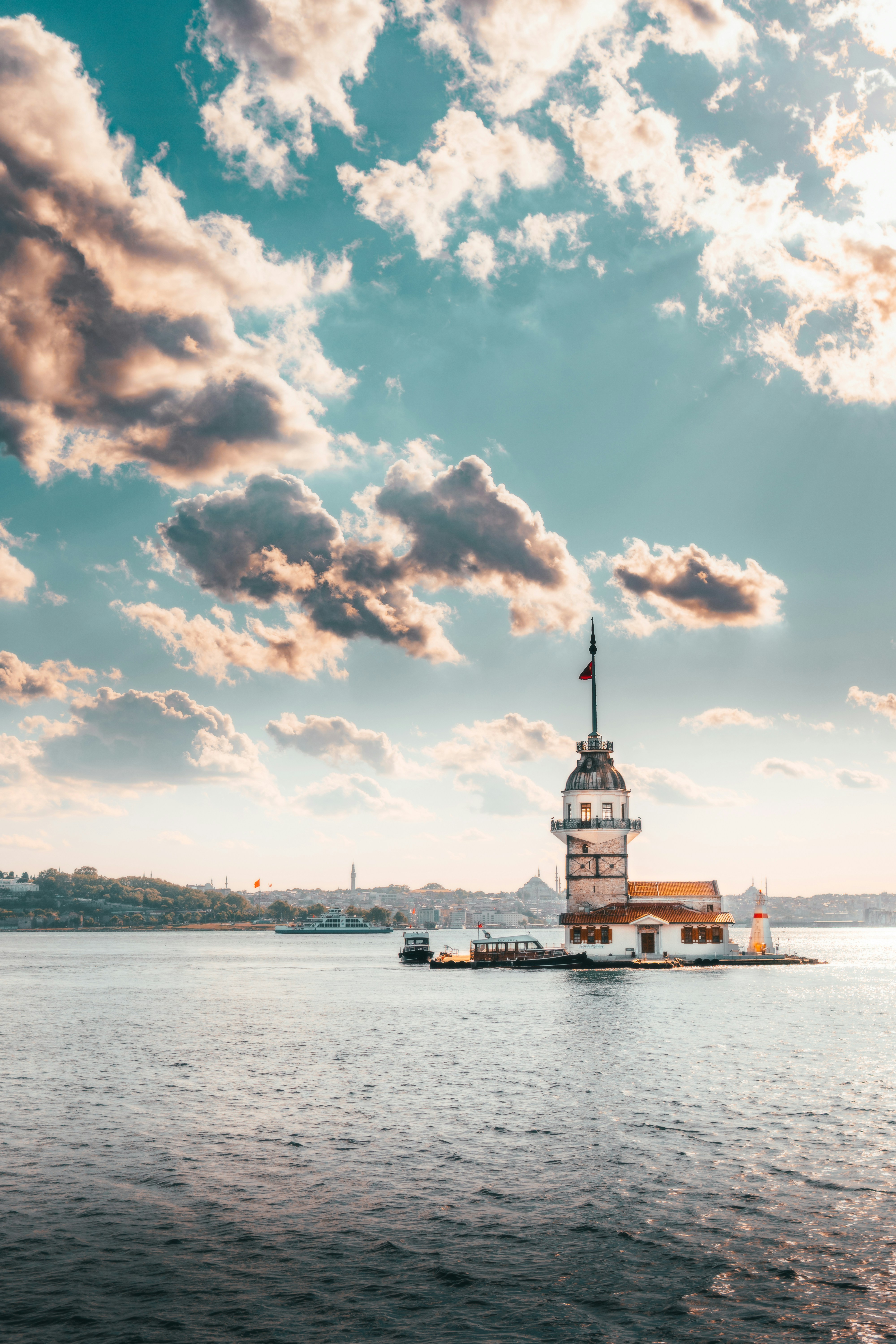 Tower on the Calm Bosphorus: A Lighthouse in the Midday Sky