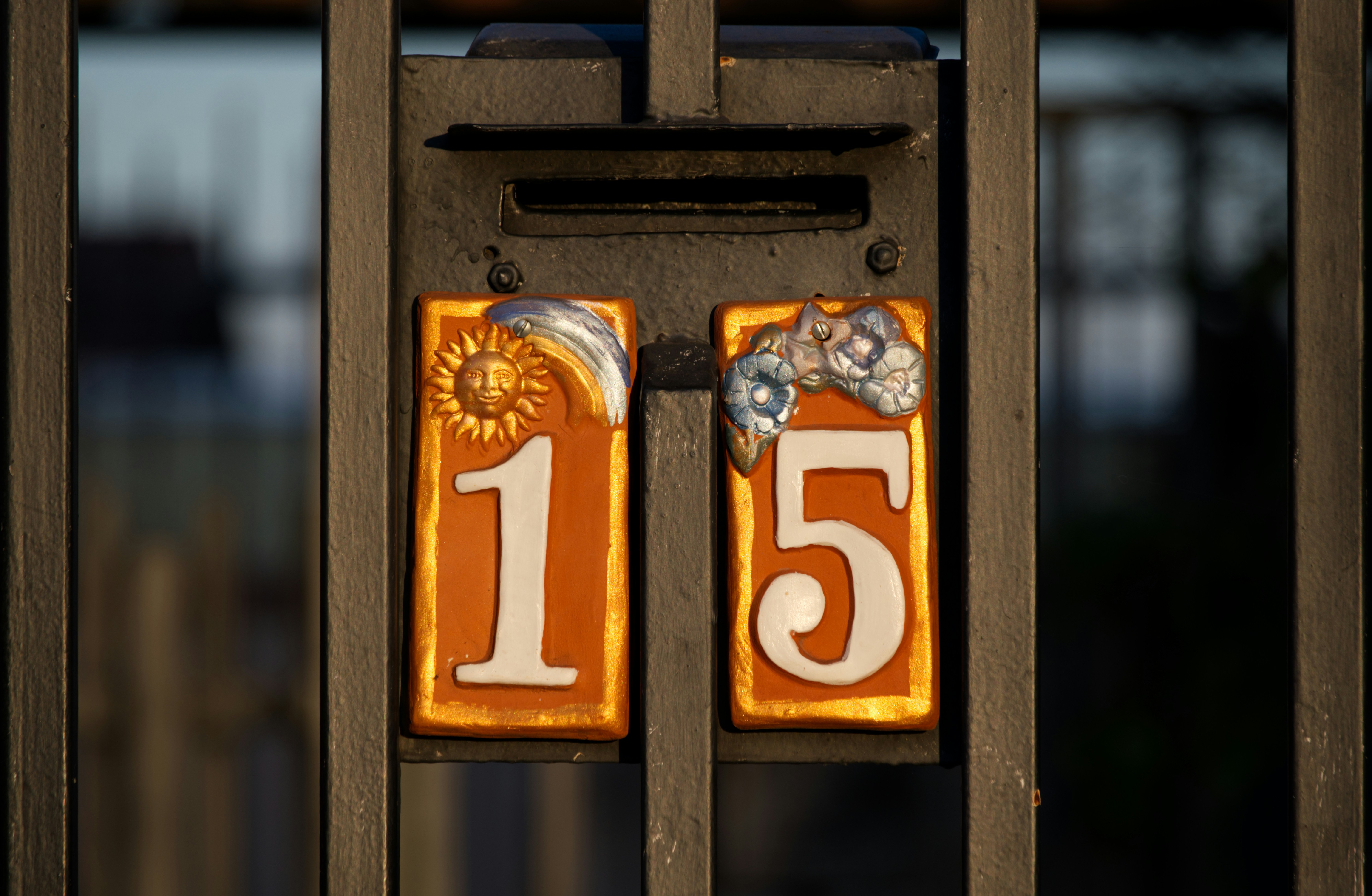 House number 15 with decorative elements. photo – Free Gate Image on ...