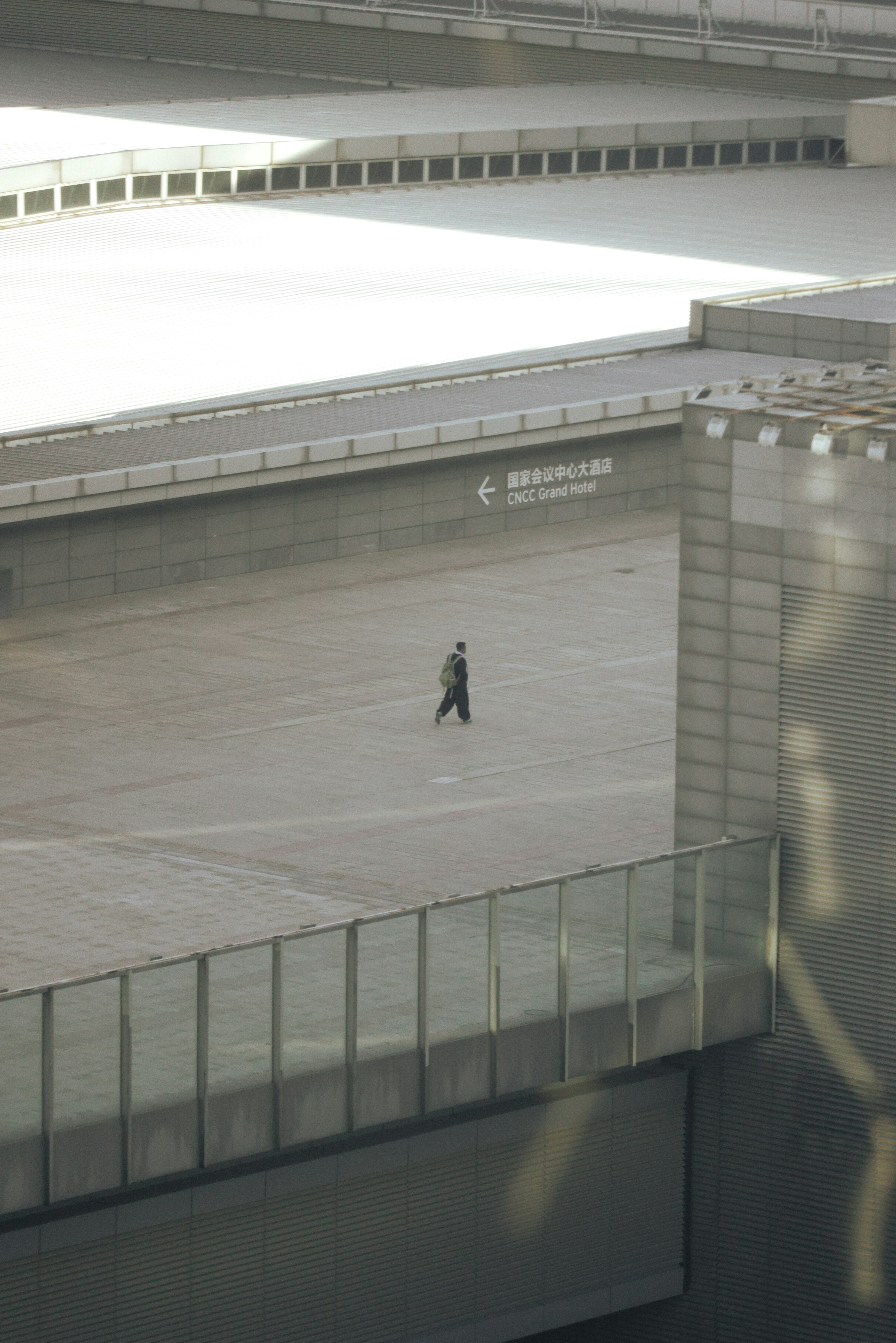 Lonely Traveler in a Quiet Courtyard