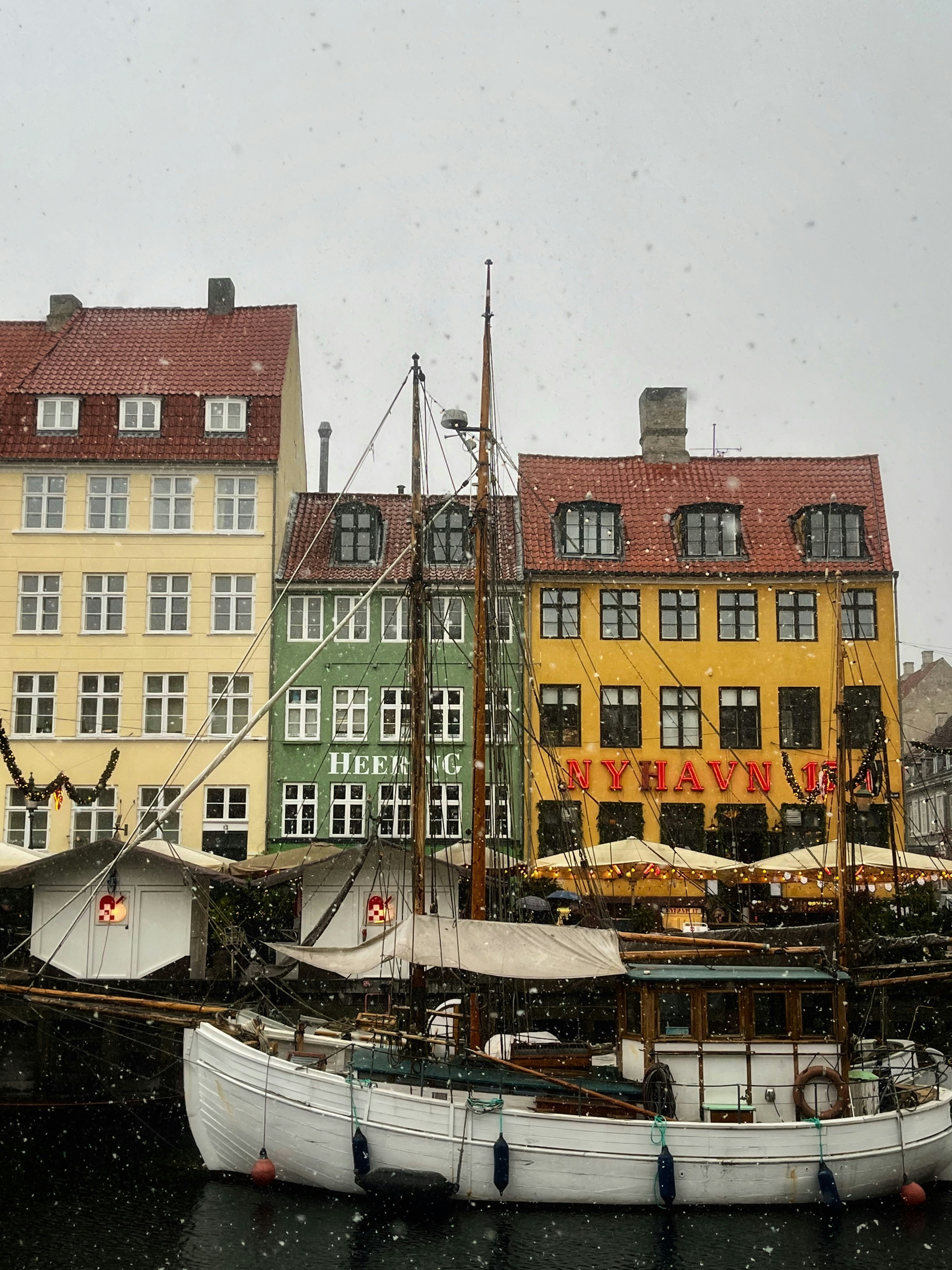 Colorful Harbor Facades in Snowy Copenhagen
