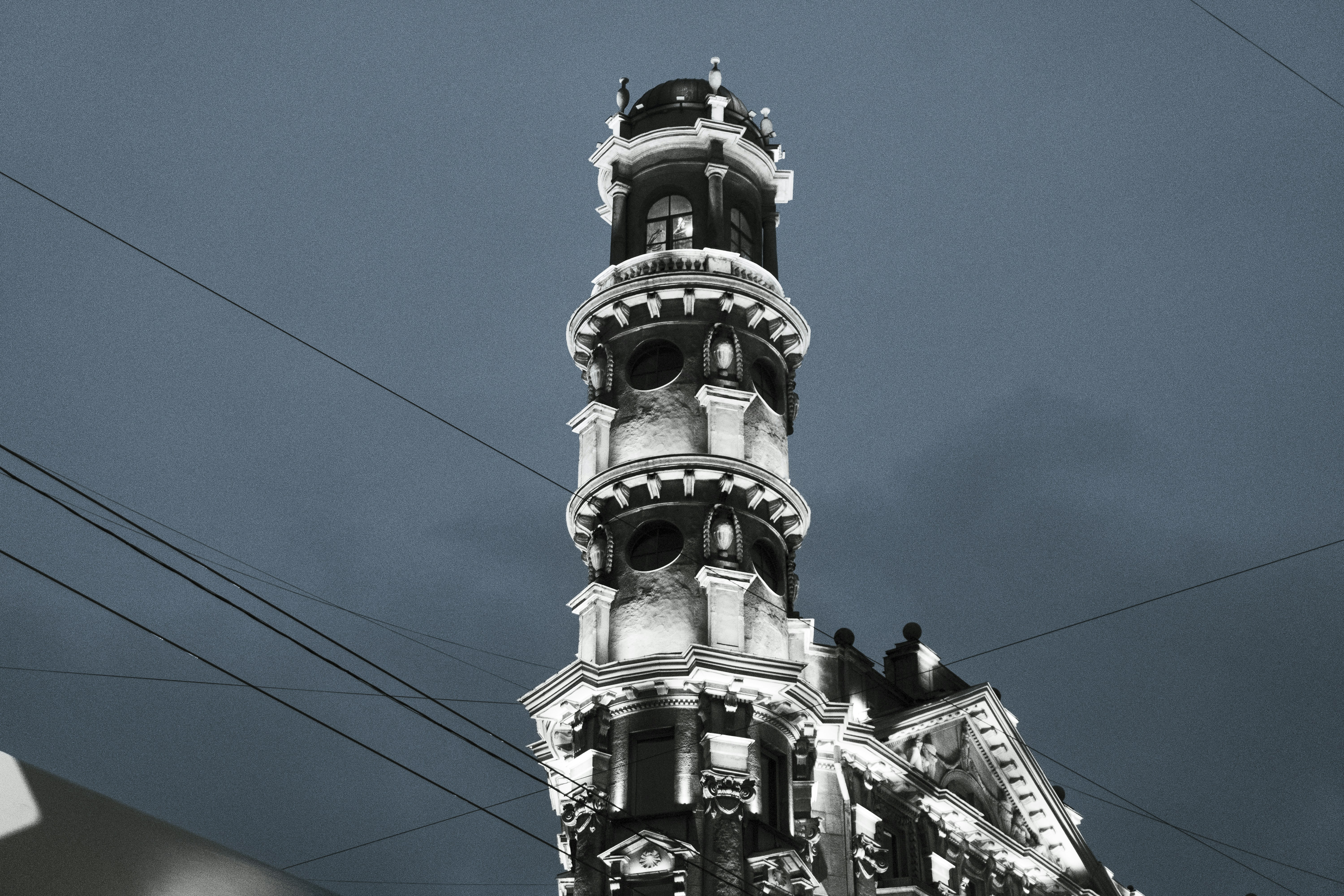 Bell Tower in a Weathered Nightscape
