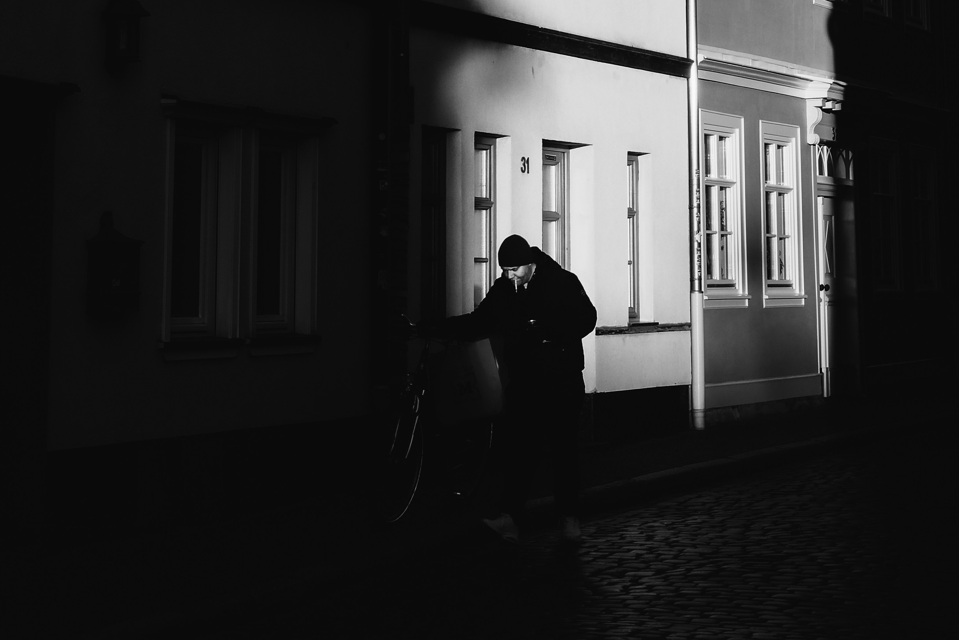 The exact geometry of a man deciding his own fate.