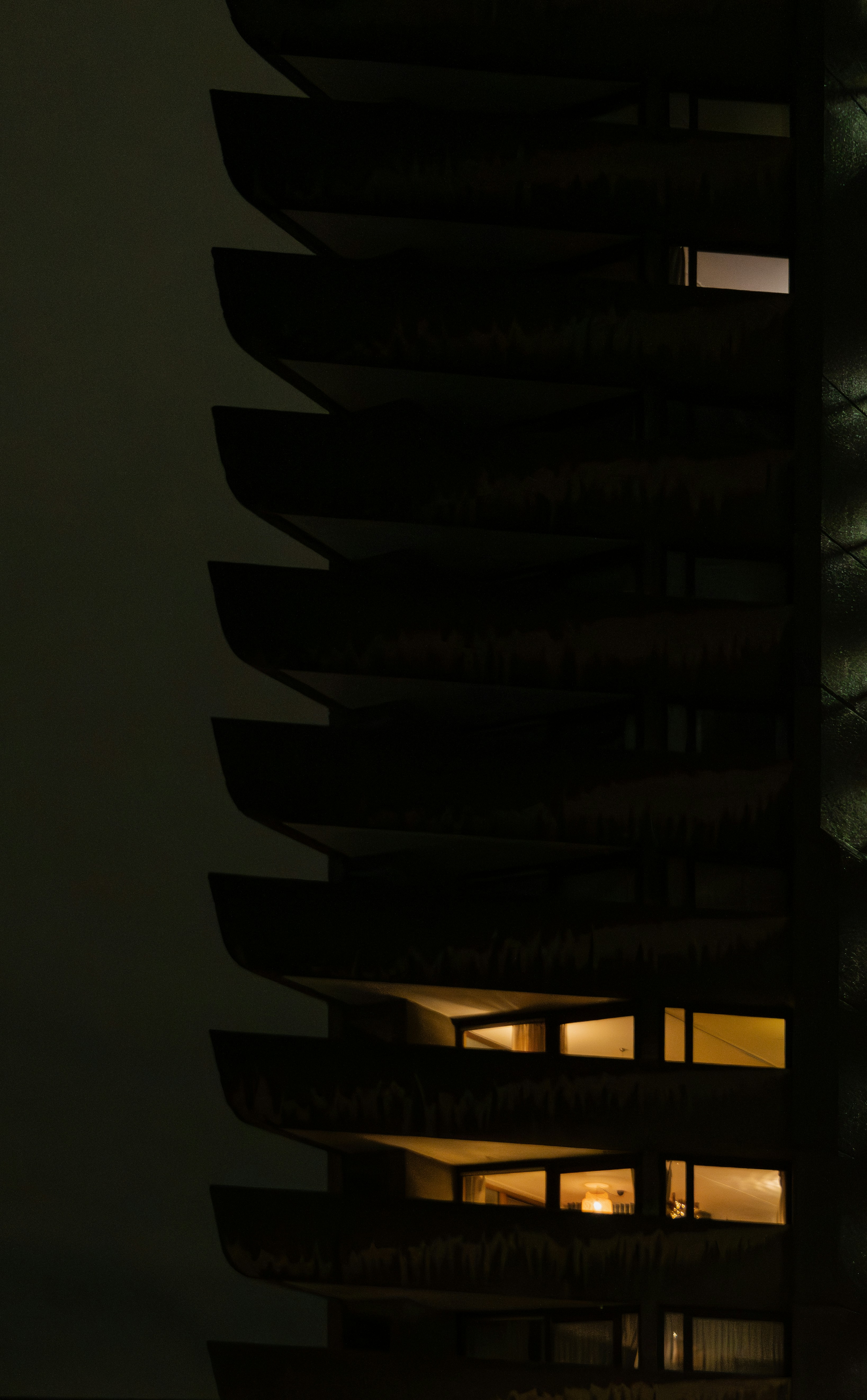 Evening Light Through a Vertical Terraced Façade