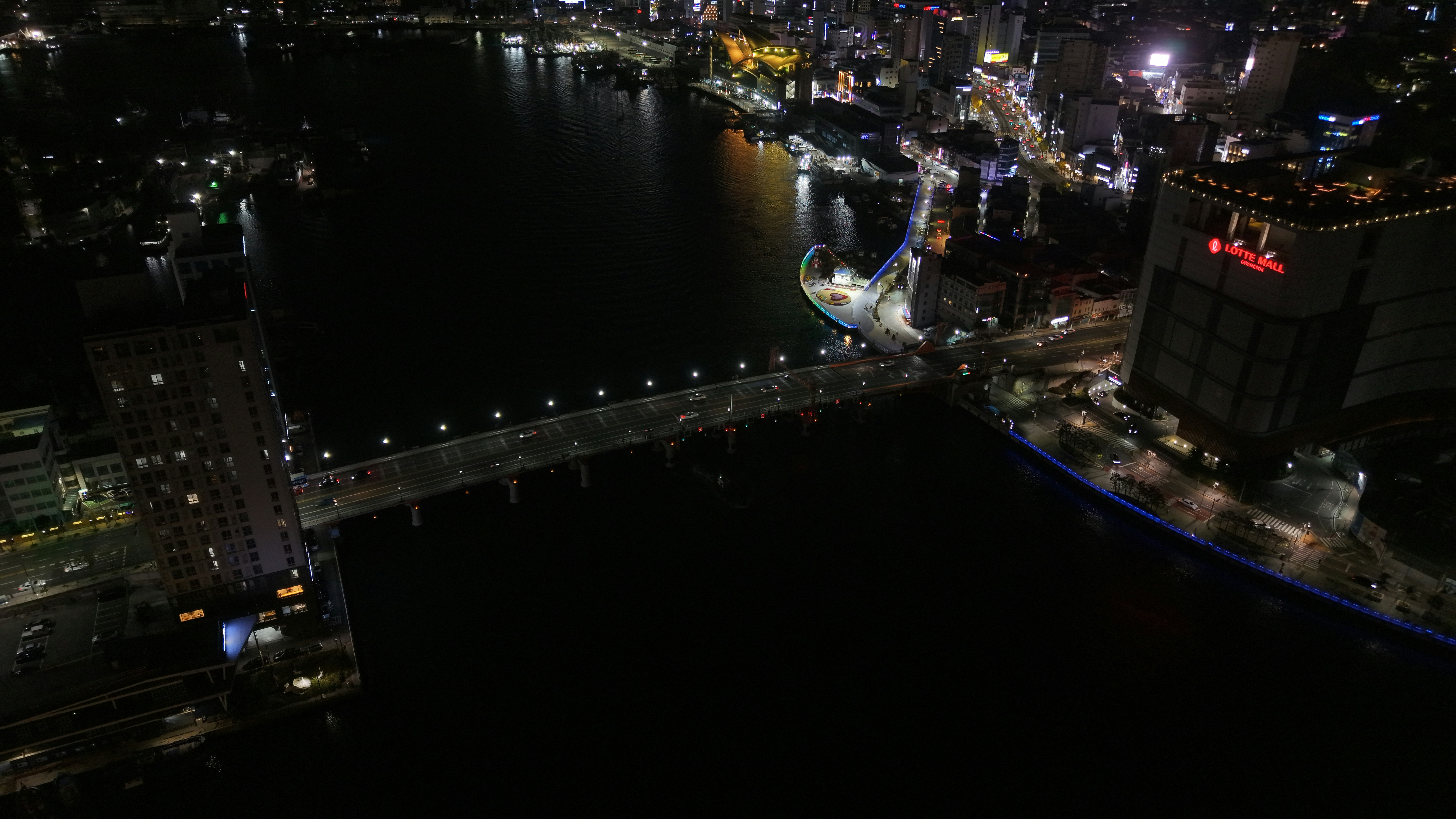 Neon River Crossing: Nightlife over the City