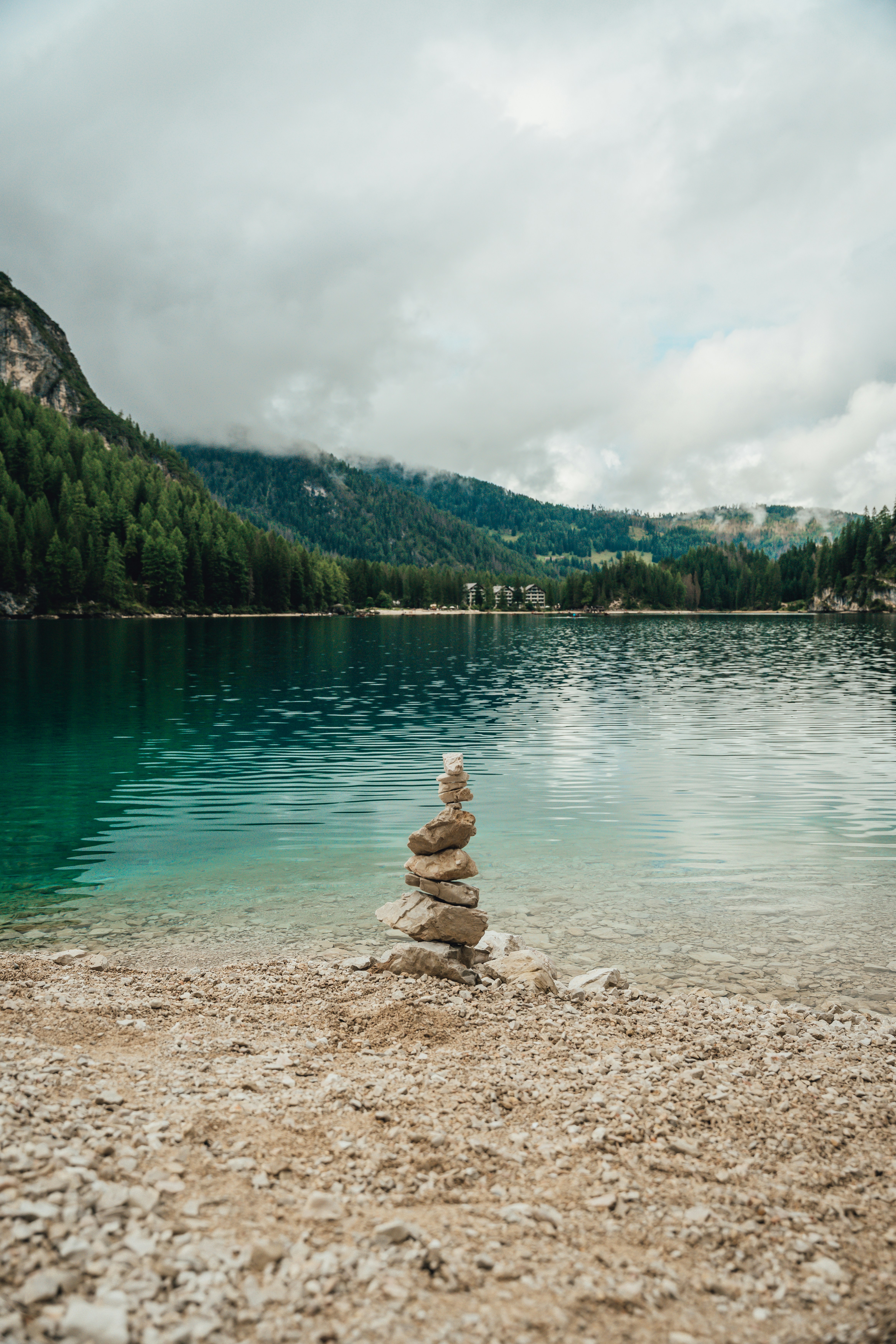 Balanced Pebble Pinnacle by the Lake