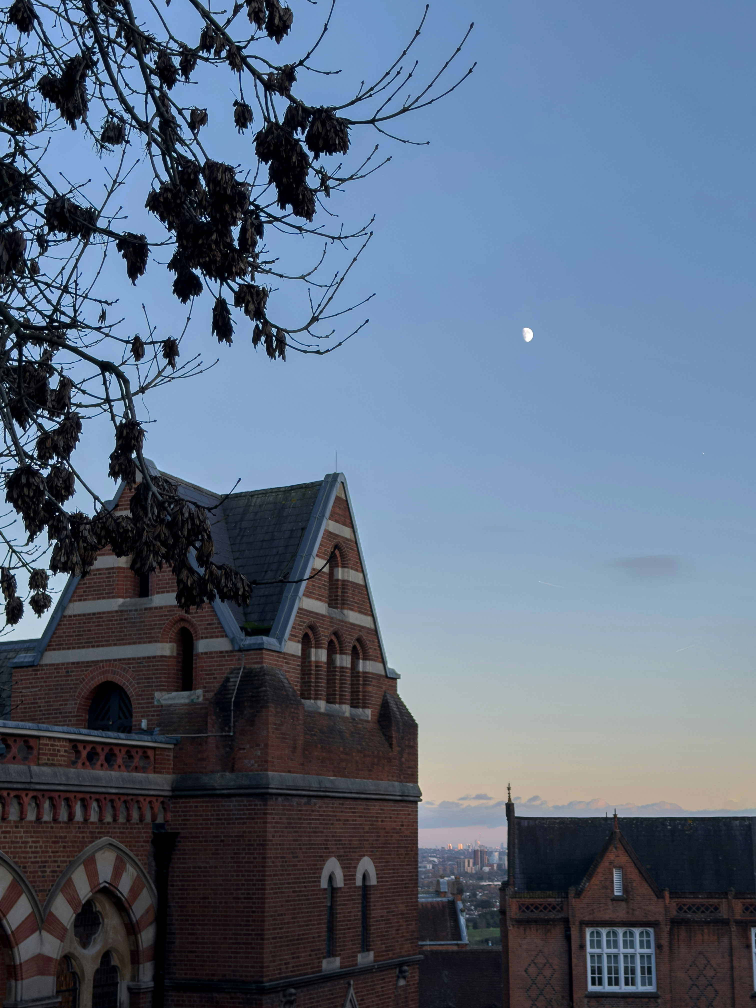 Brick Gothic Elevation Under a Peach Sky