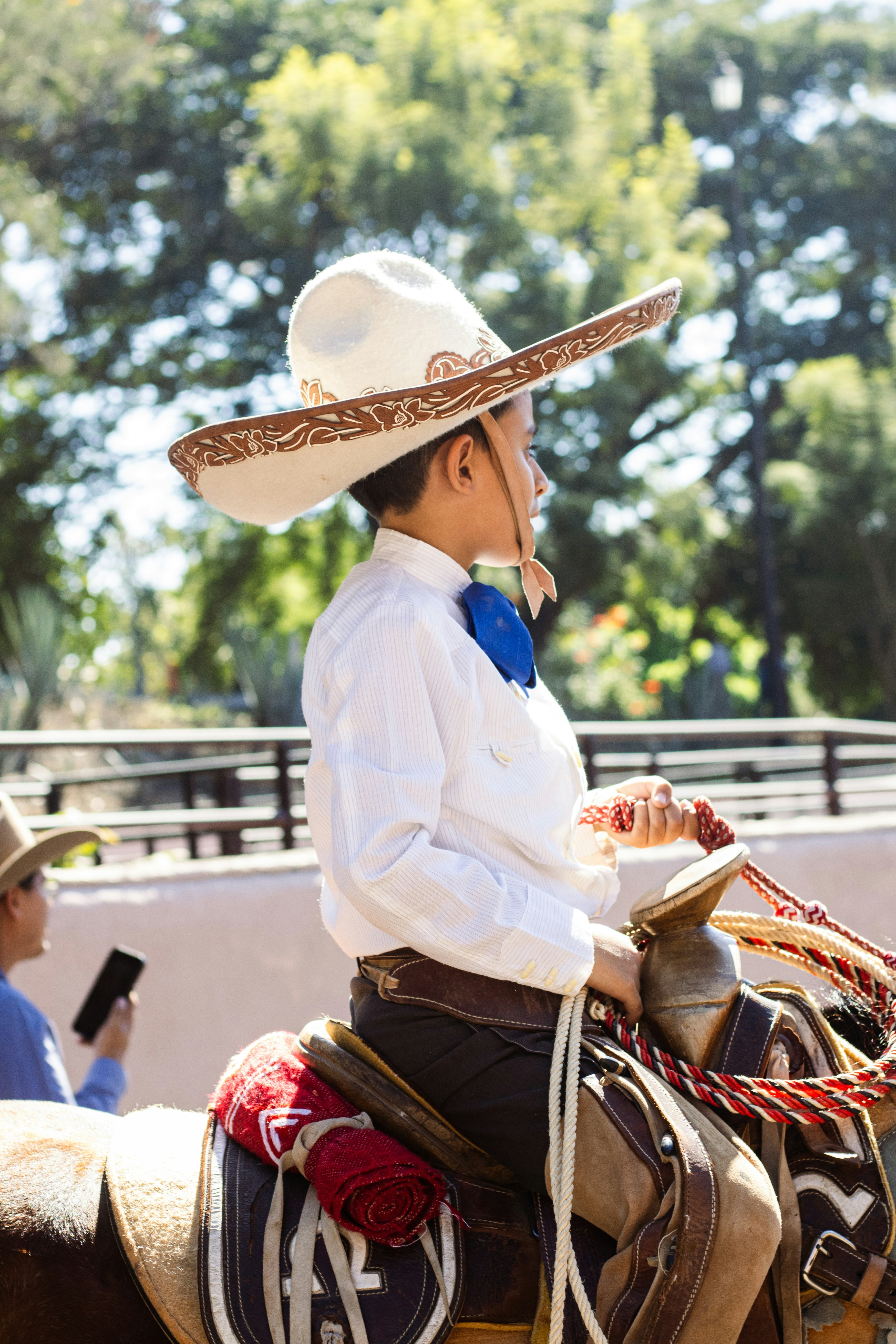 Little Cowboy in the Sunlit Arena