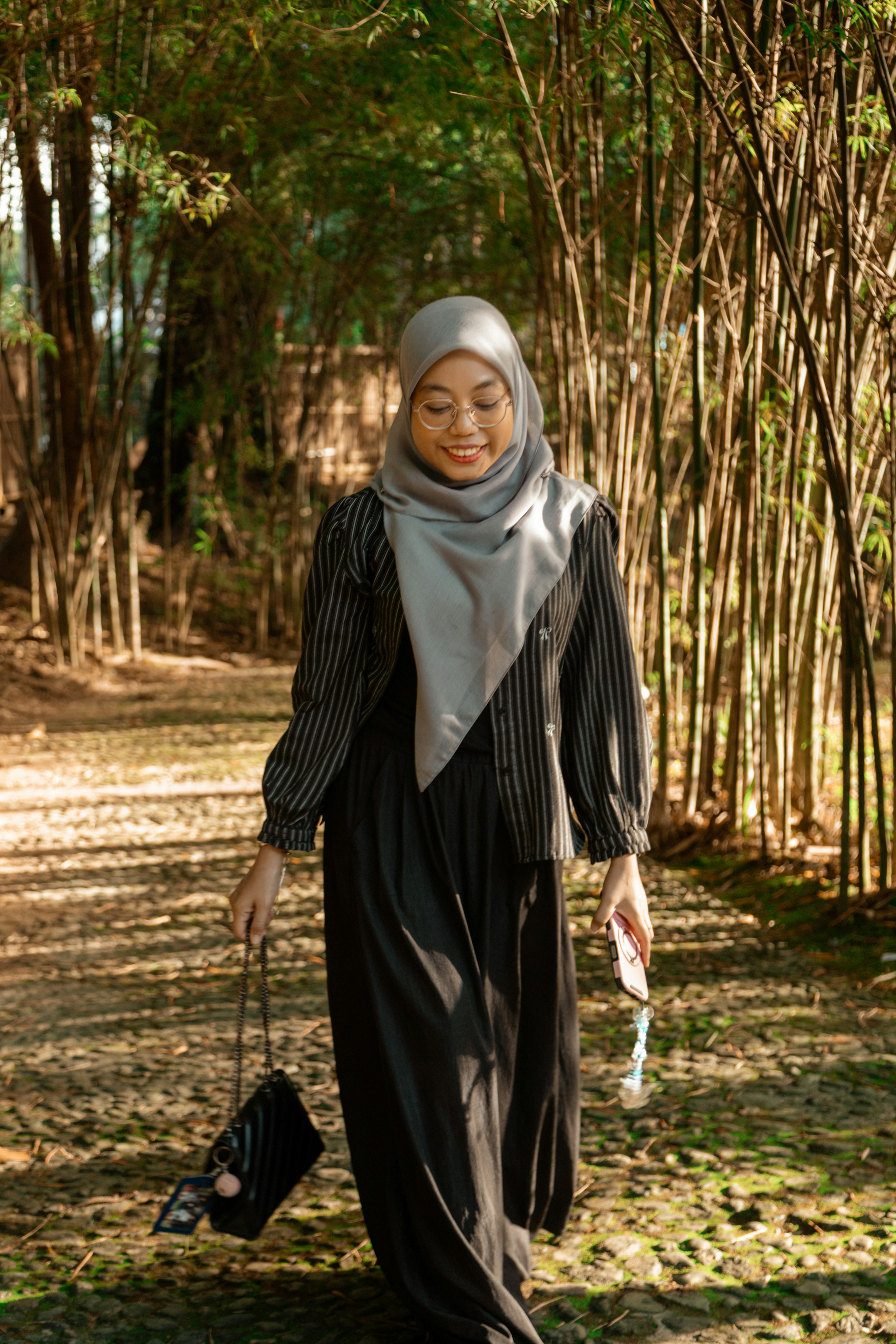 Sunlit Path: A Hijab-Clad Moment of Quiet Confidence