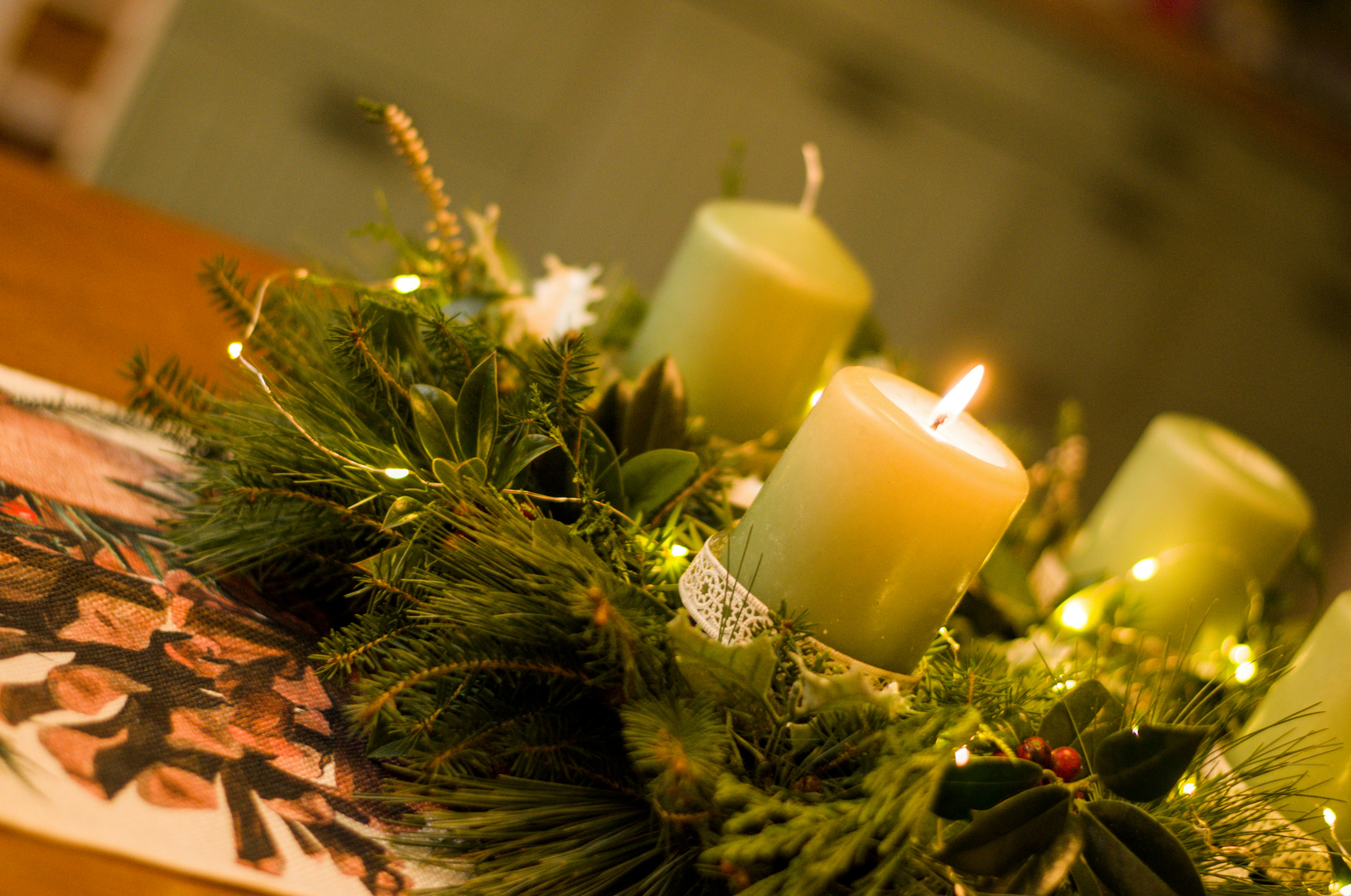 Candlelit Advent Wreath: Greenery, Candles, and Seasonal Glow
