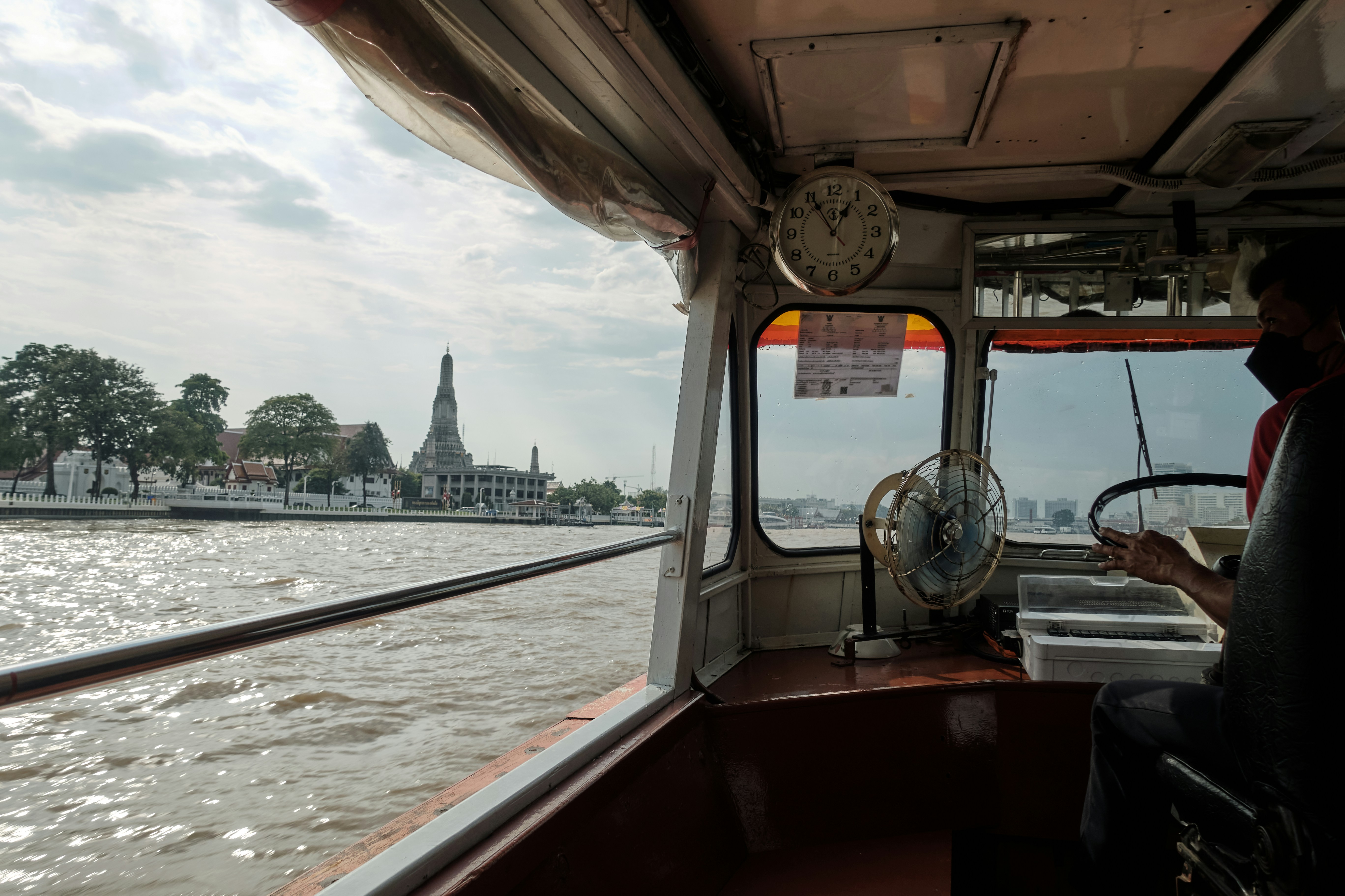 River Ride: City Silhouette Through the Bow Window
