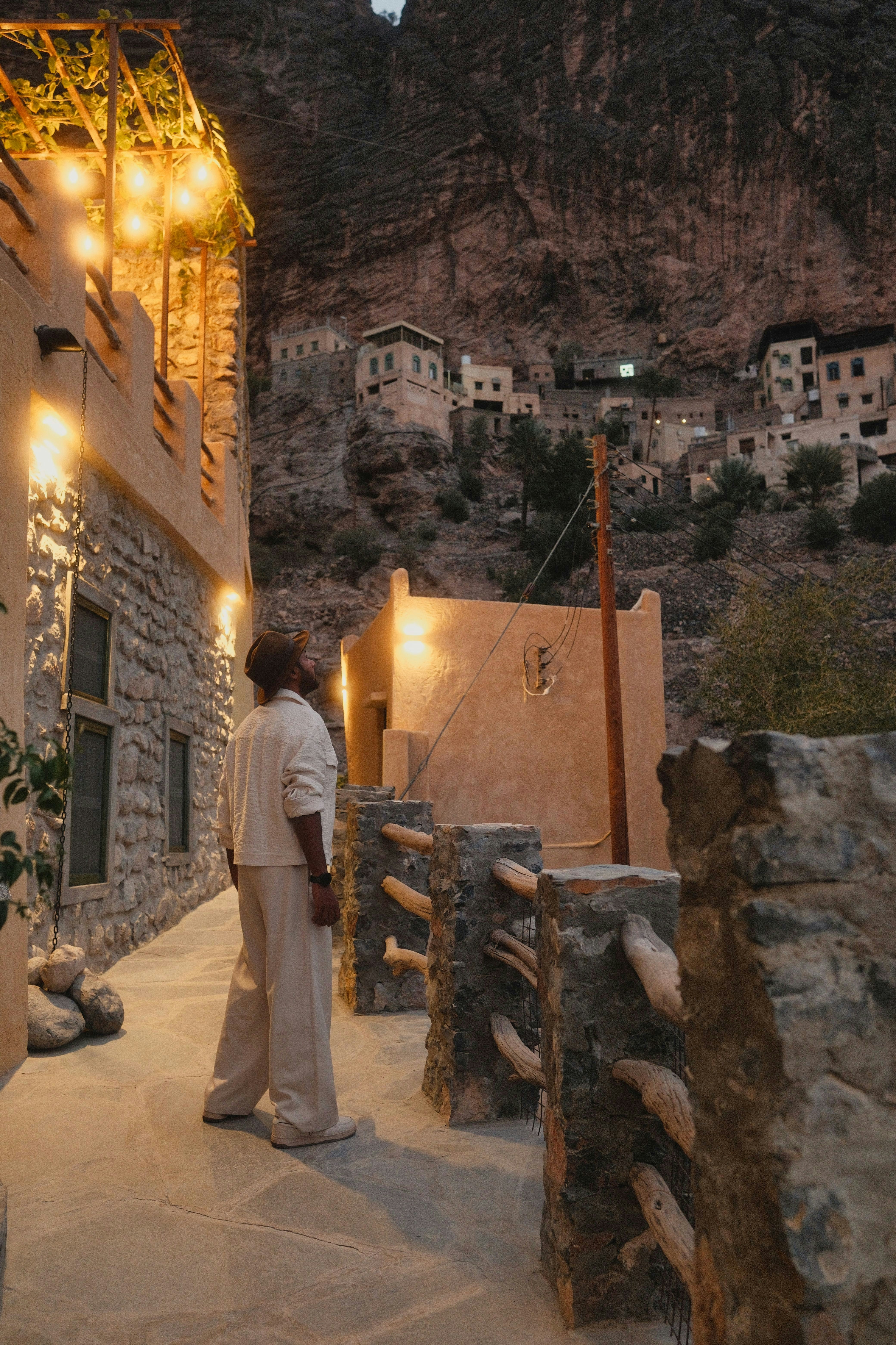 Limestone Lane: A Quiet Evening Walk Below Lantern-Studded Cliffs