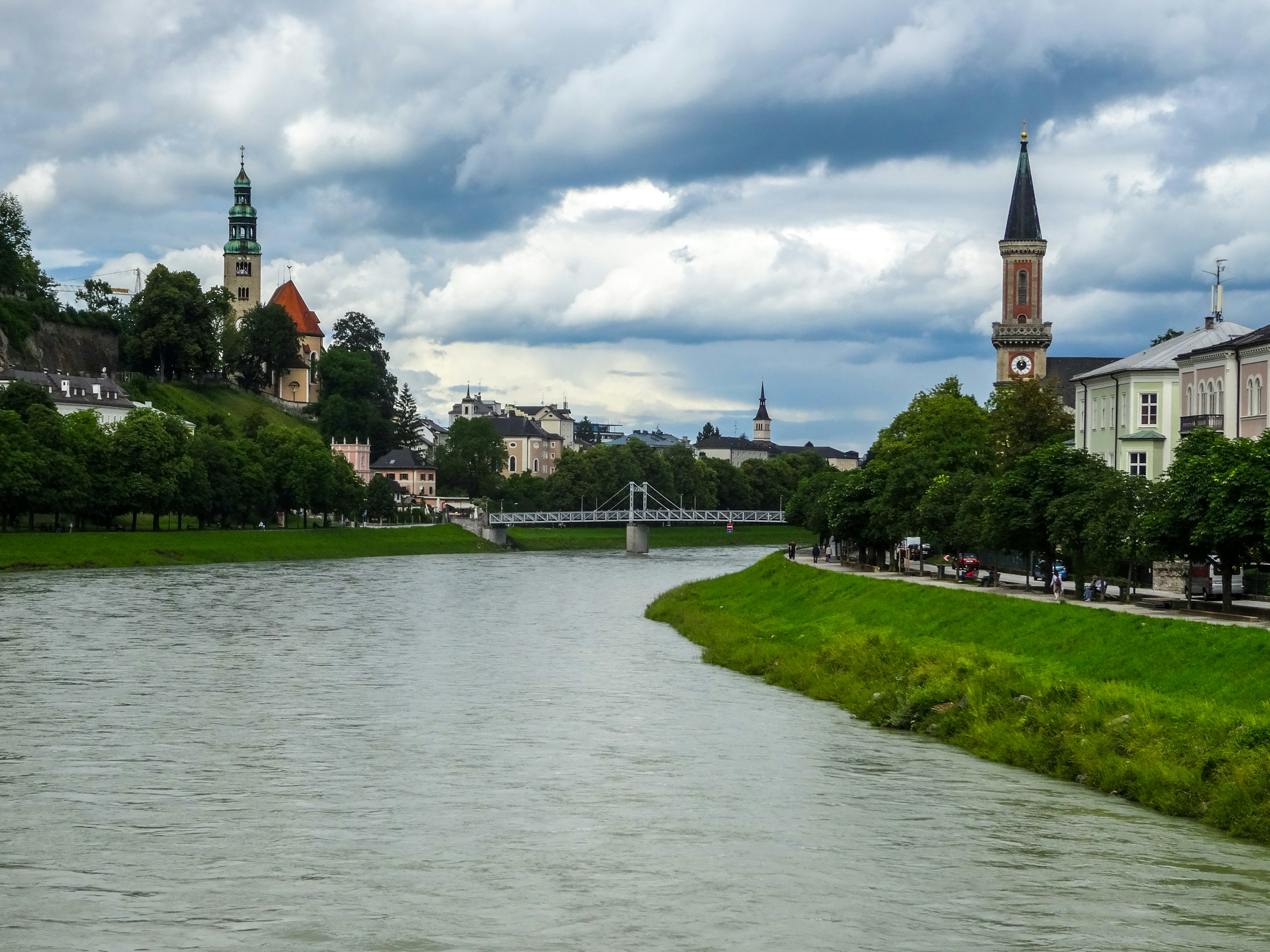 A Riverside Cityscape Framed by Timeless Towers