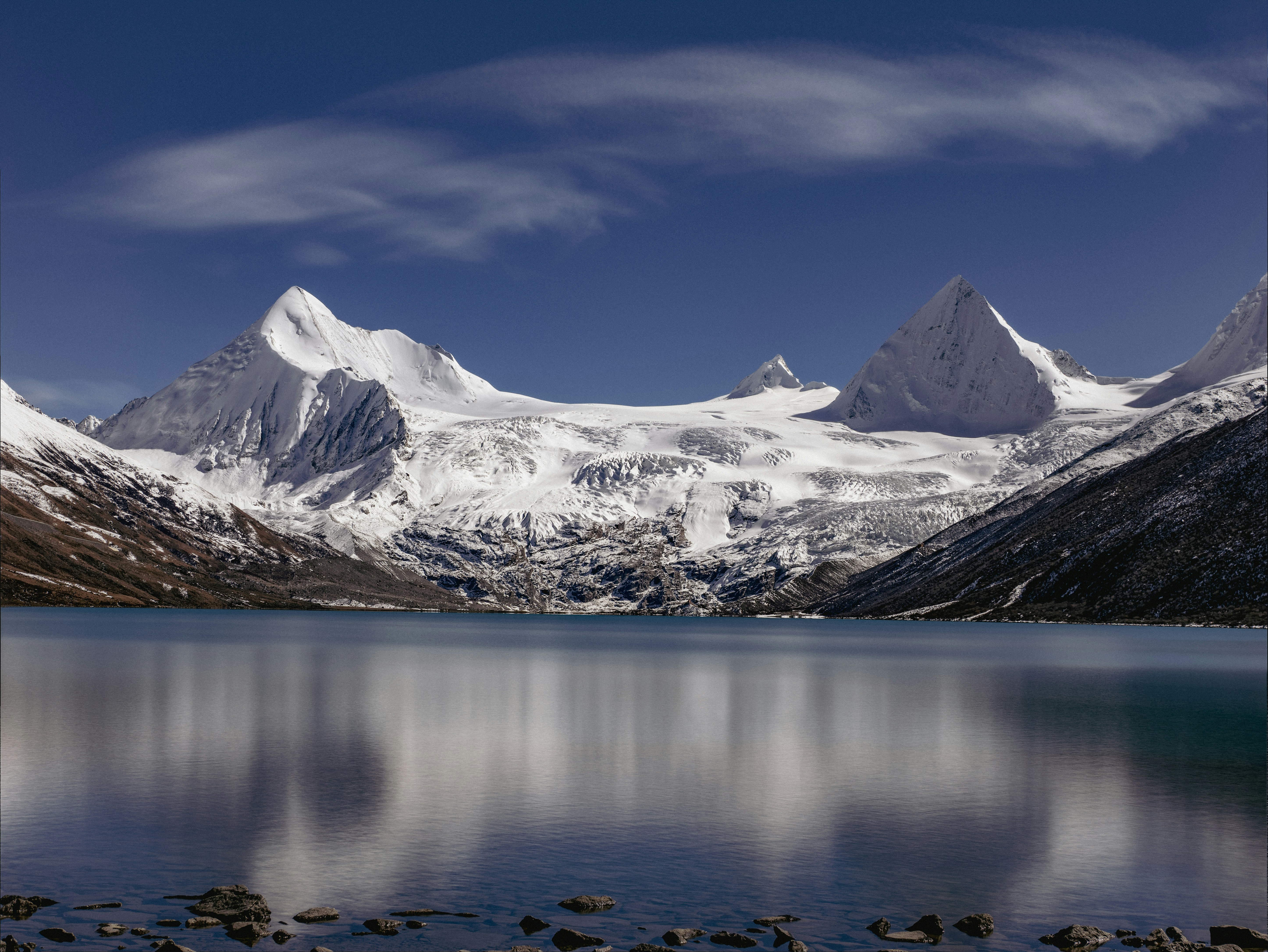 Snow-capped mountains and lakes