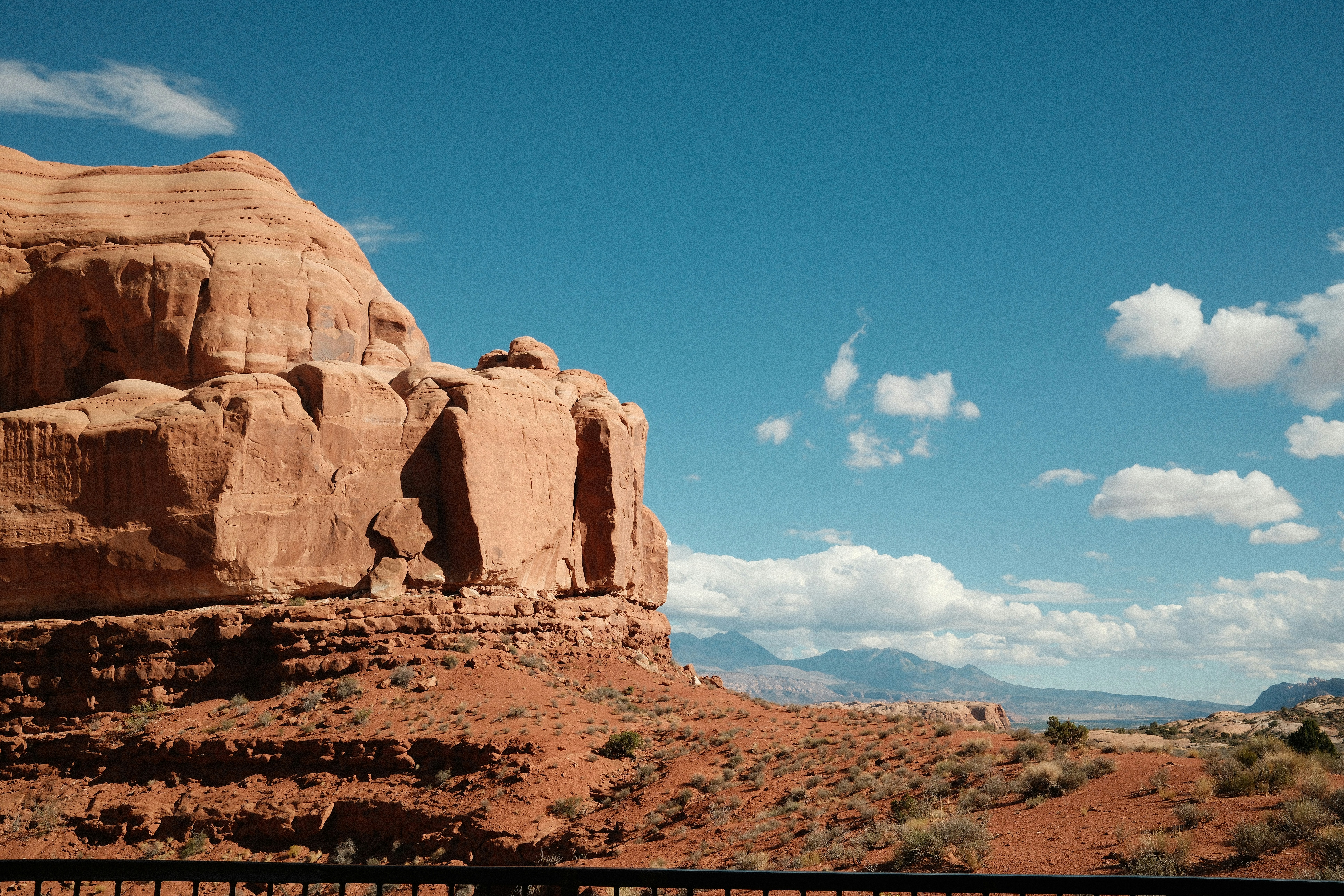 Red Rock Monolith under a Wide Desert Sky