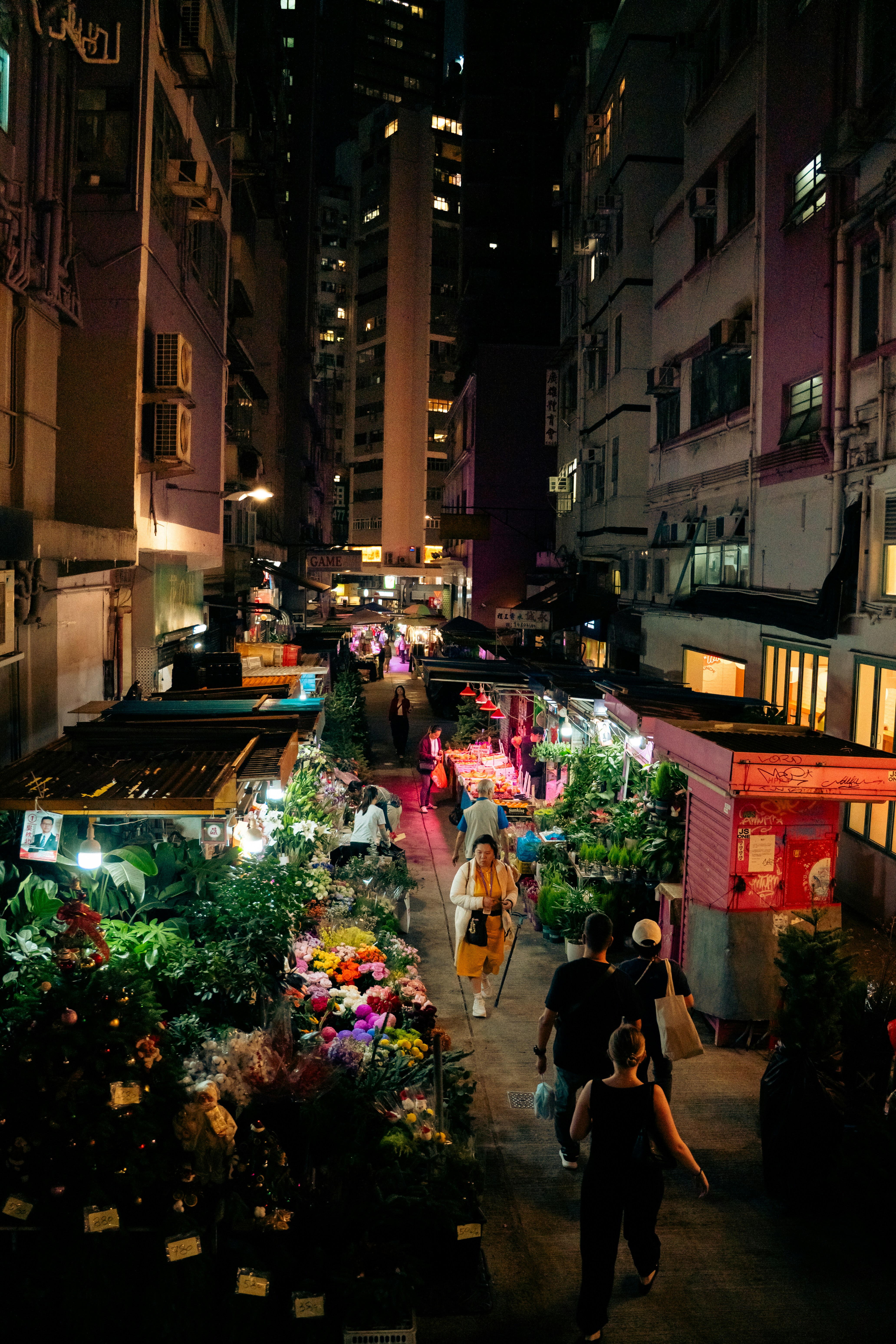 Night Market Alley: Neon Fruits Under Urban Glow