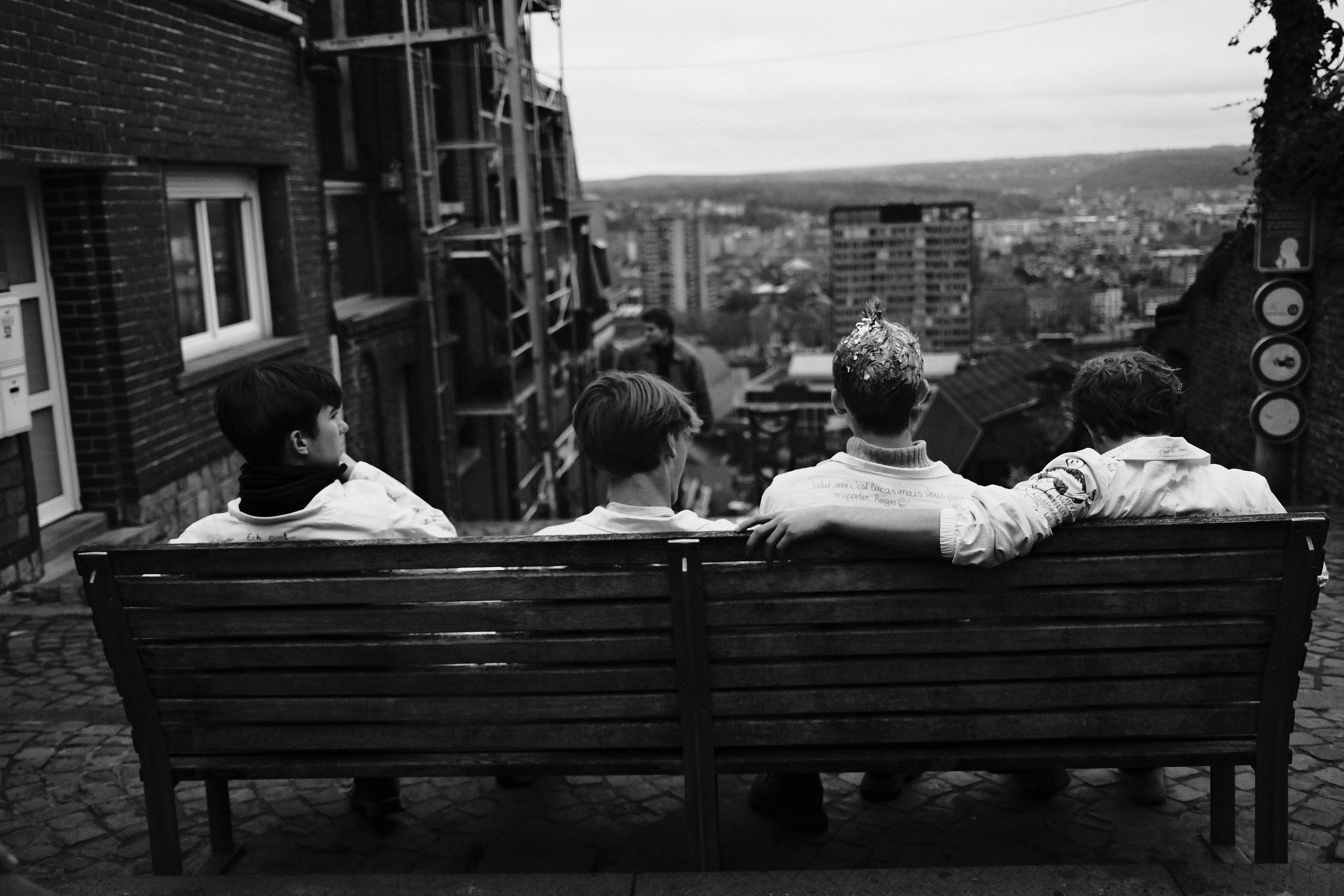 Four Friends on a City Vista Bench