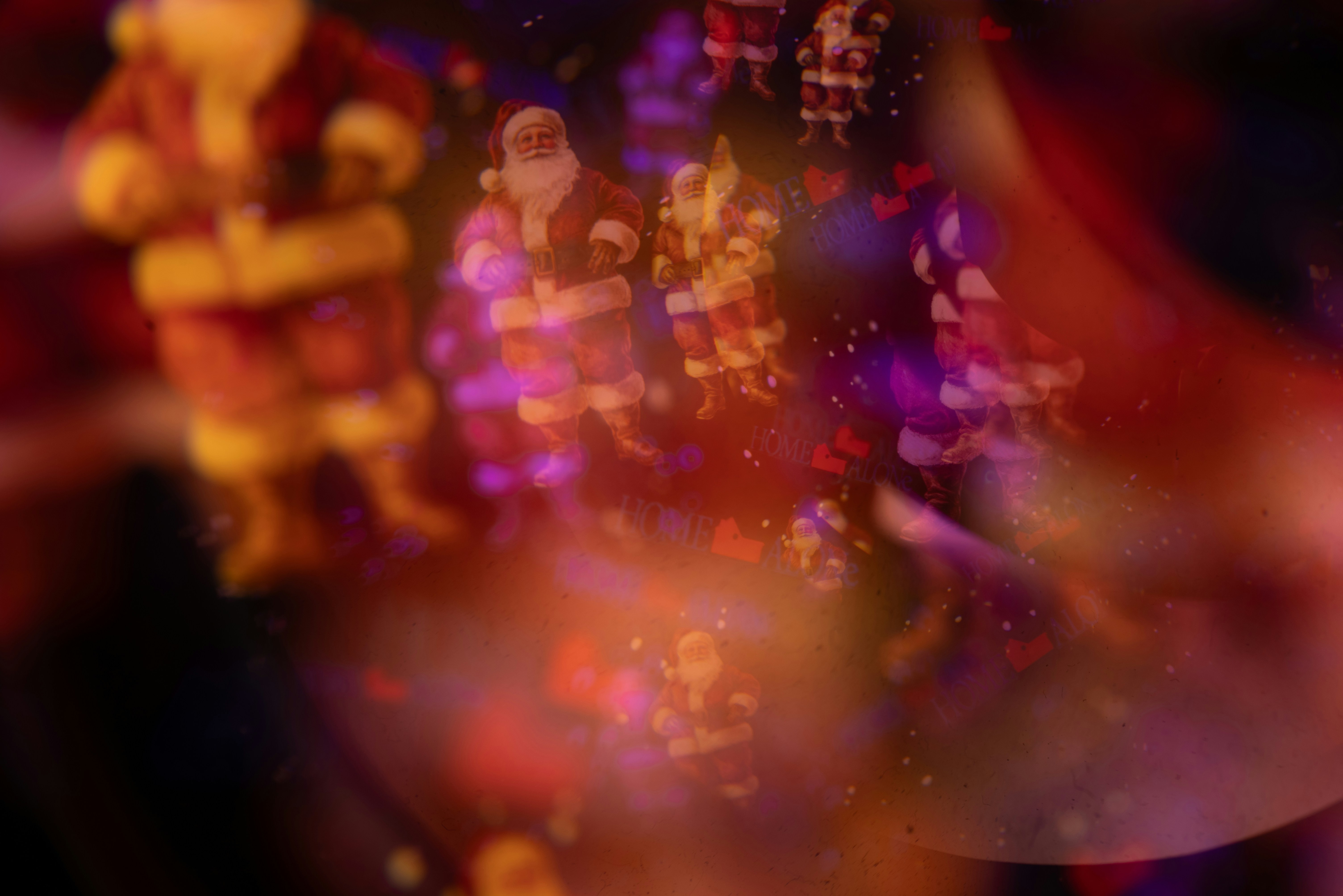 Bokeh of Holiday Figures: Abstract Glow from Ornaments