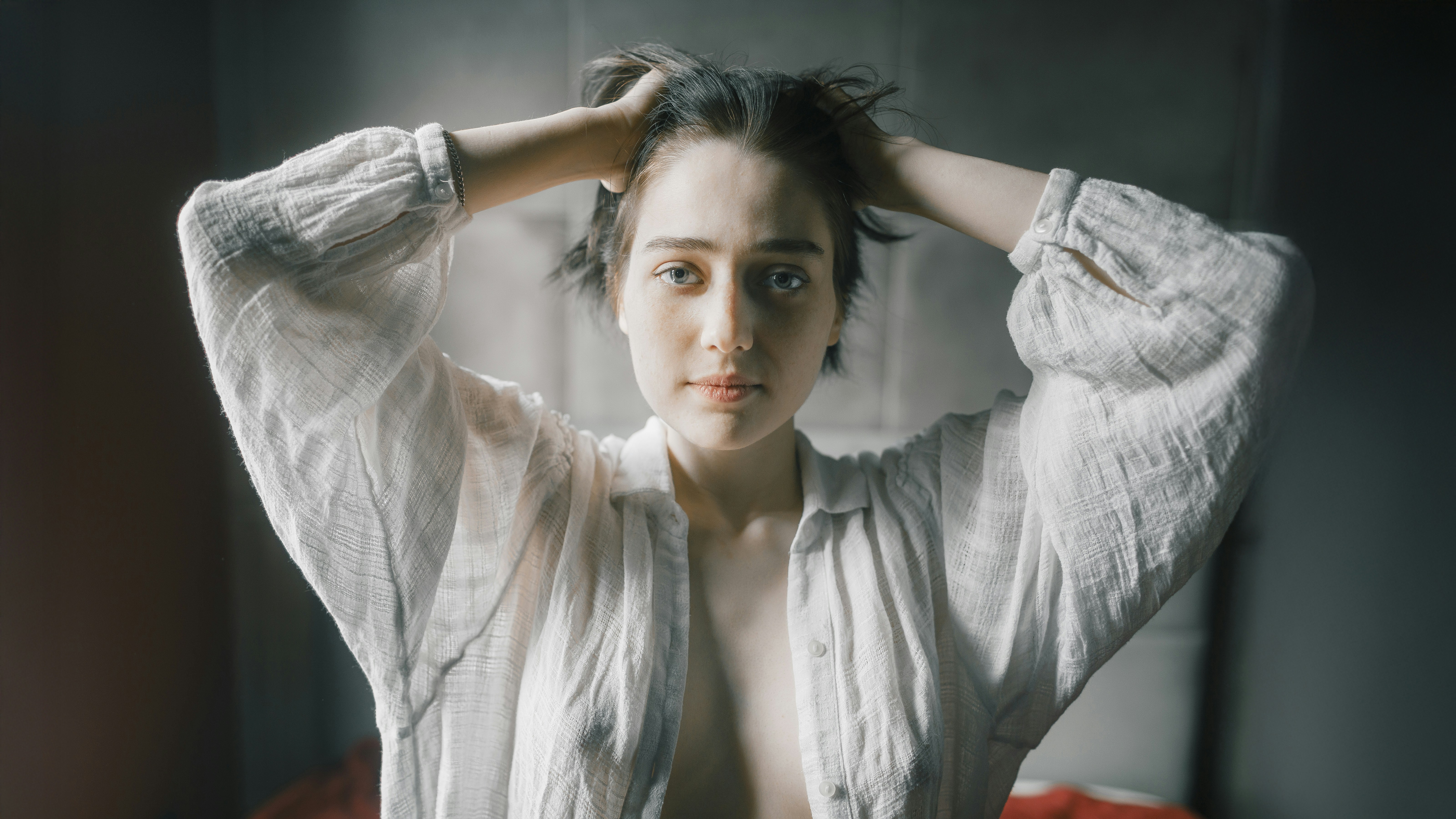 Hands in Hair, Soft Light Portrait