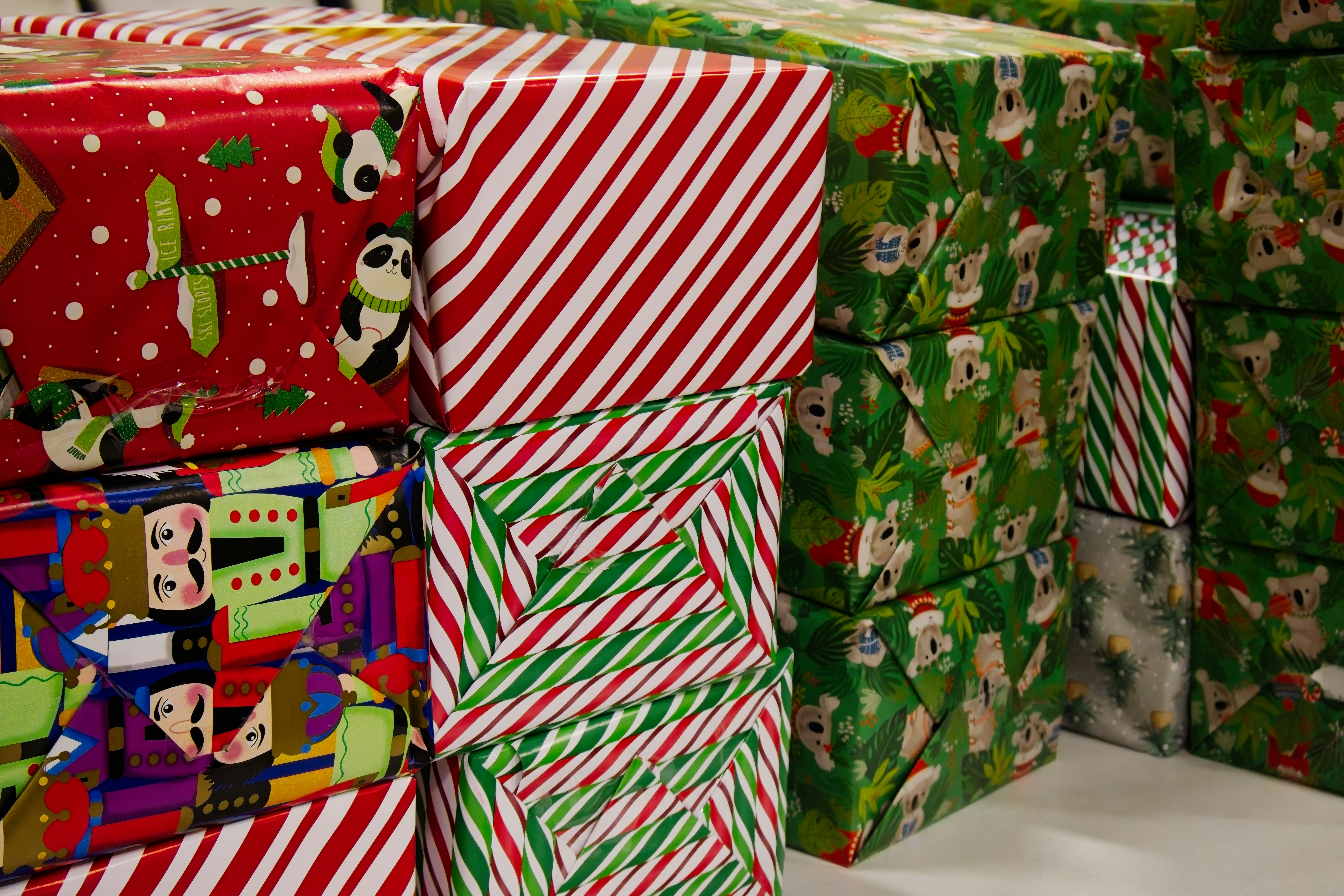 Stacked Gifts: A Colorful Holiday Tower