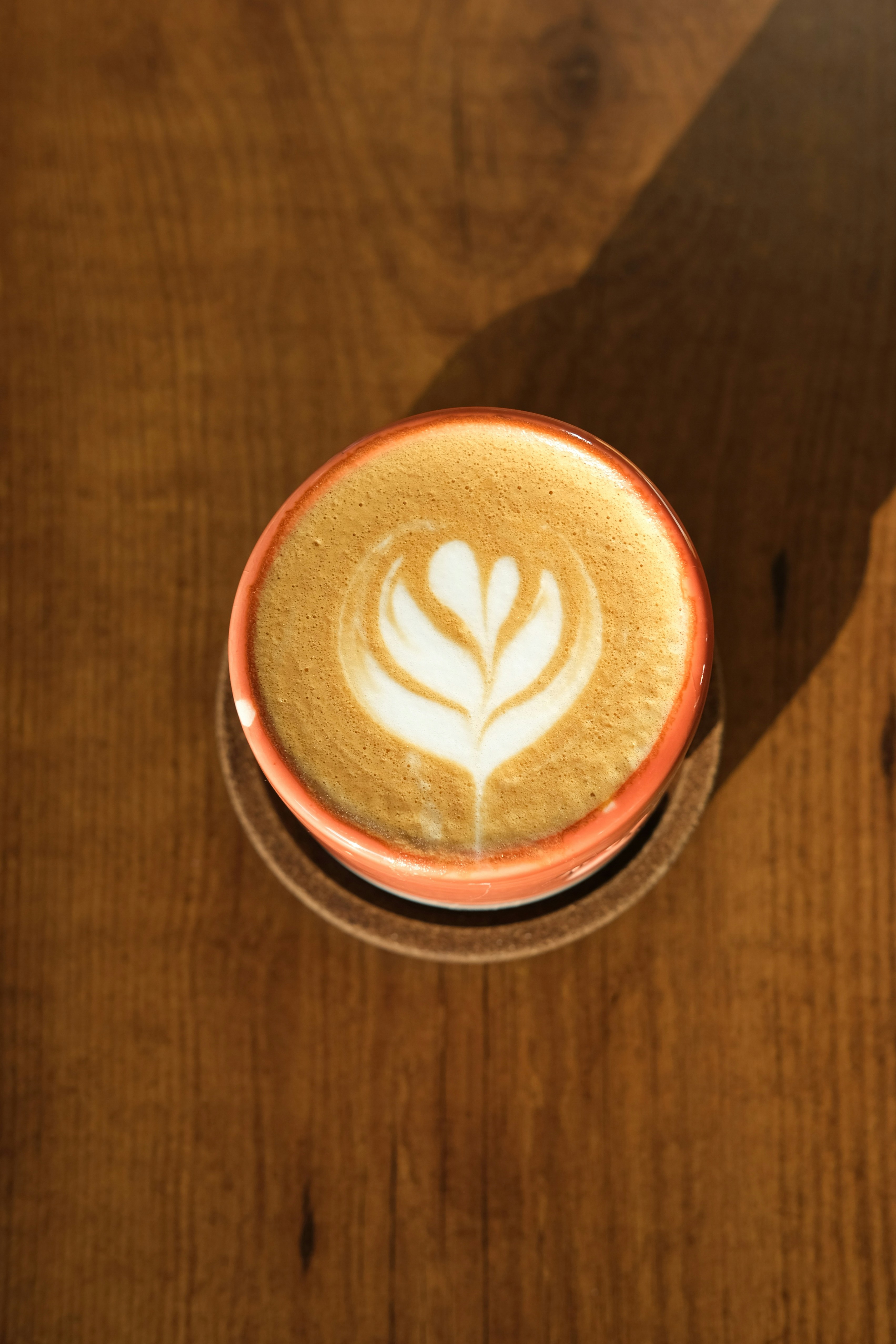 Latte Rosette on a Wooden Stage