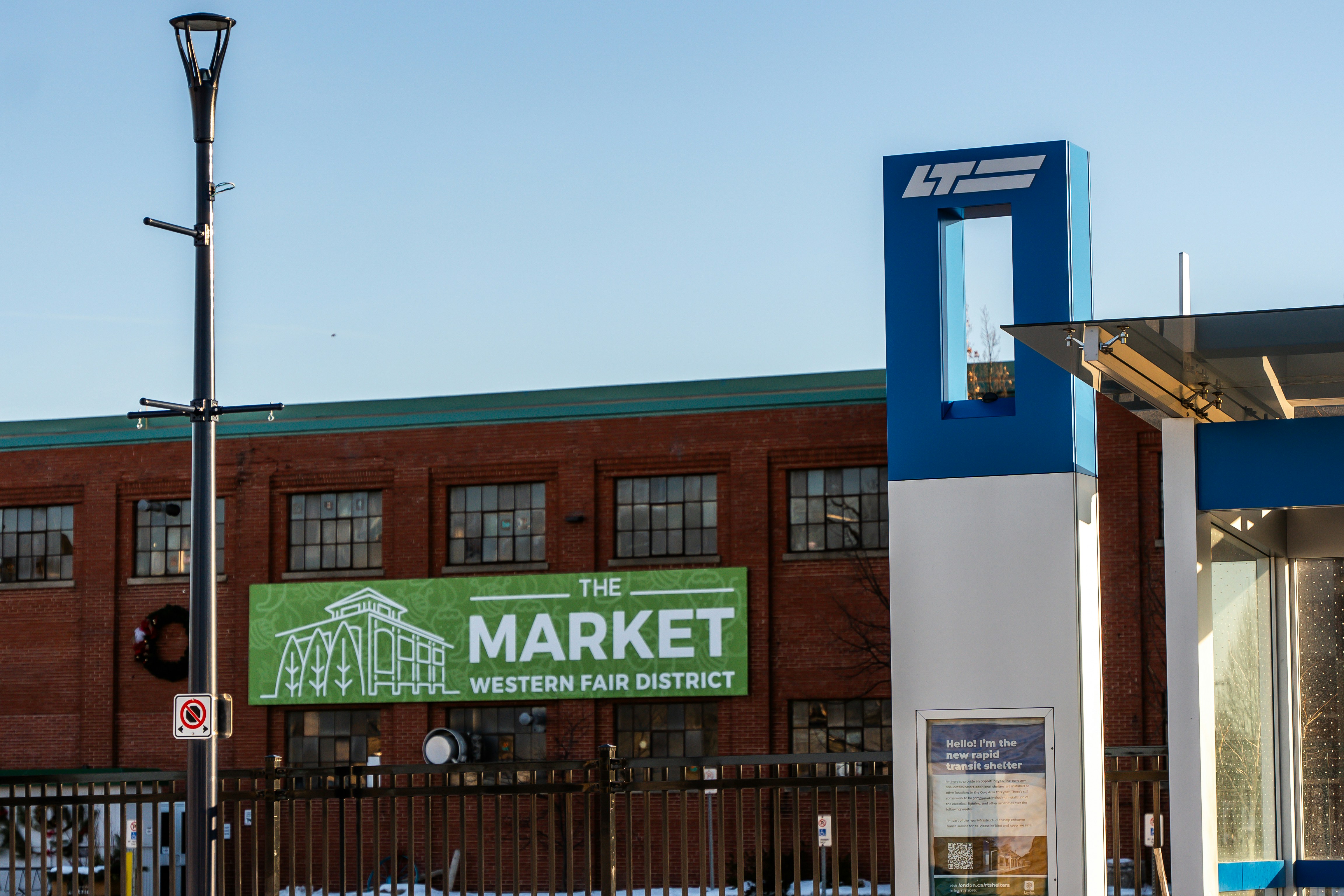 Market Banner and Transit Entrance by the Brick Warehouse