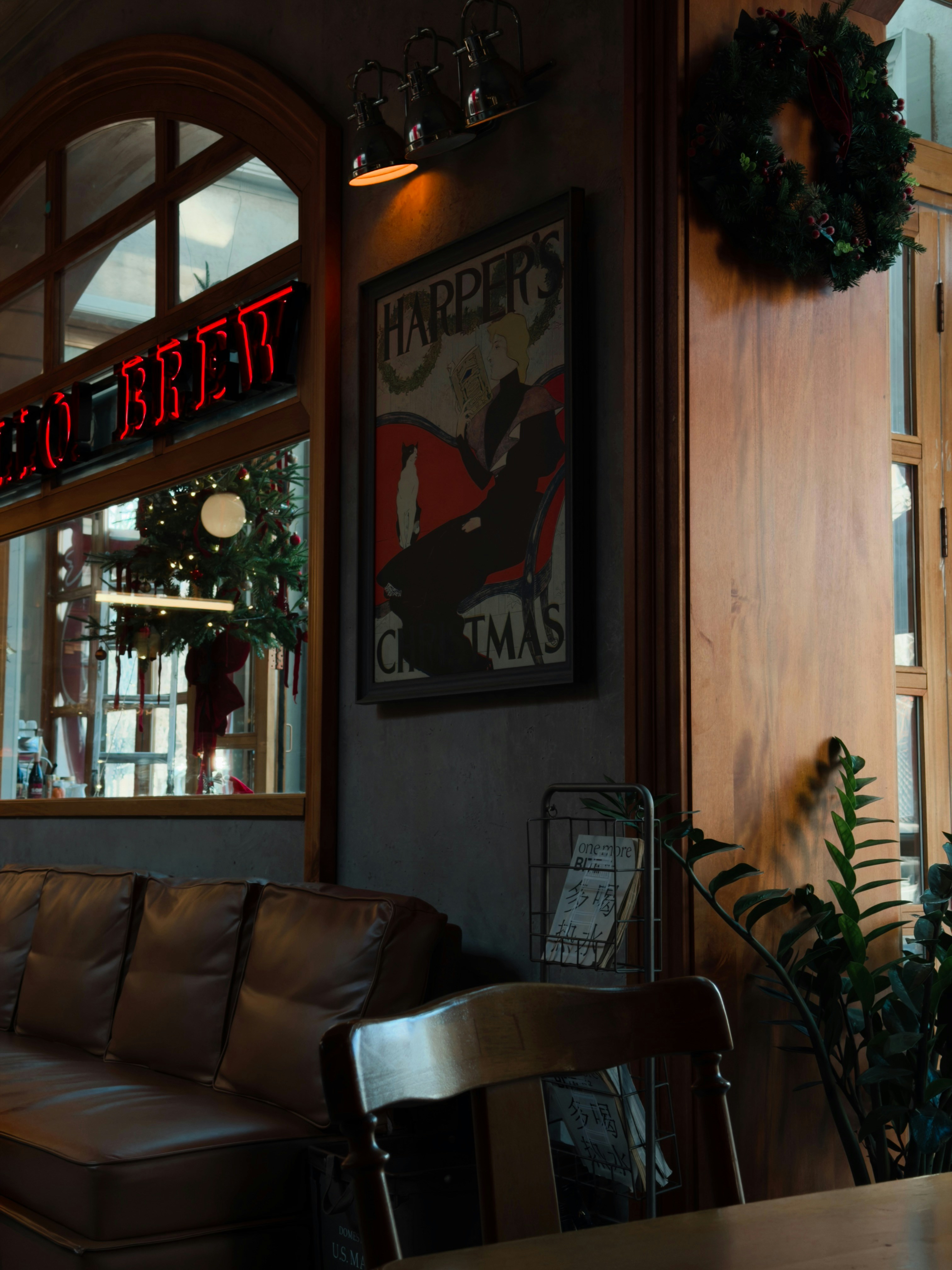 Cozy Christmas Corner of a Vintage Café