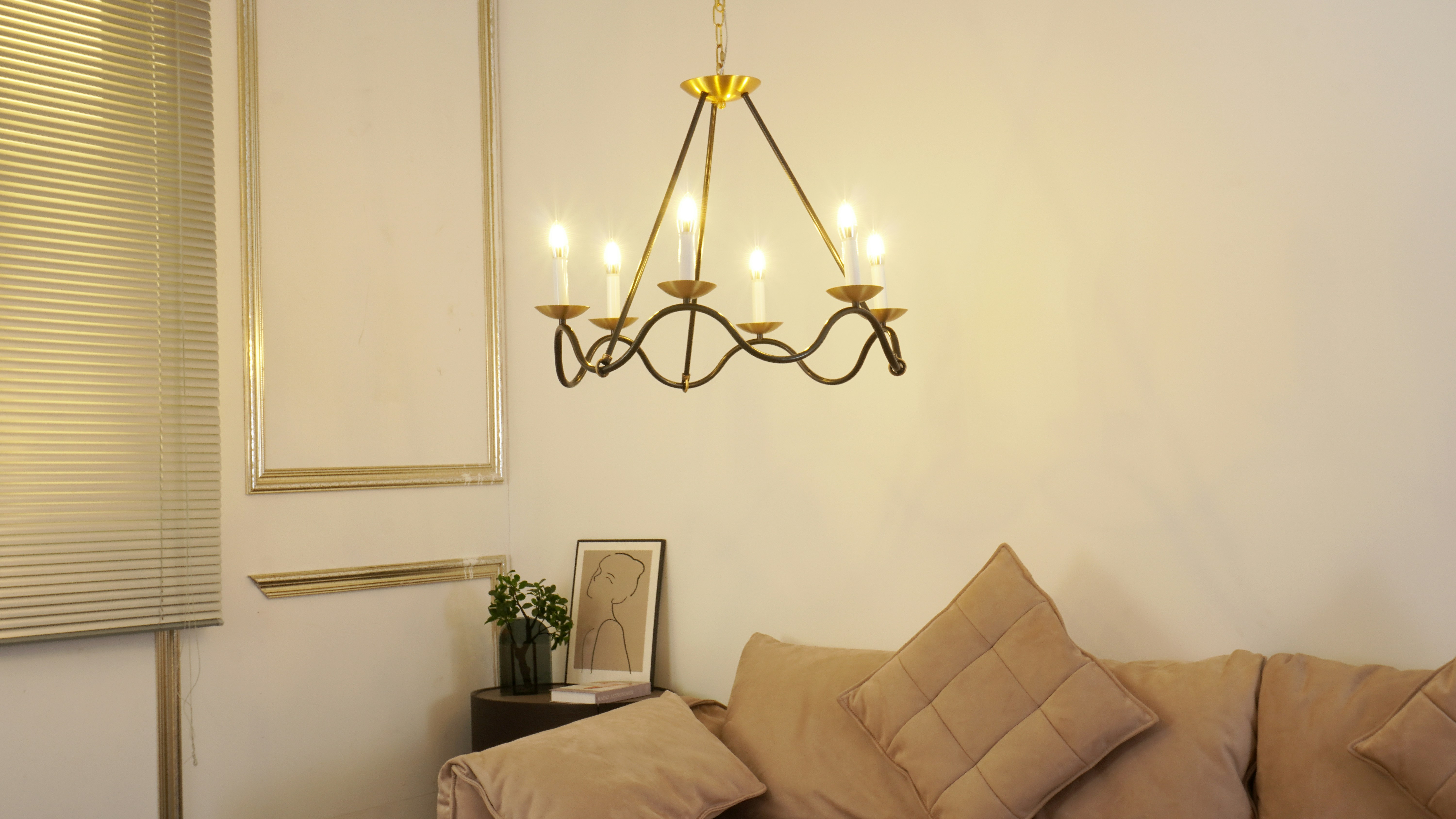 Soft Evening Glow in a Cozy Living Room