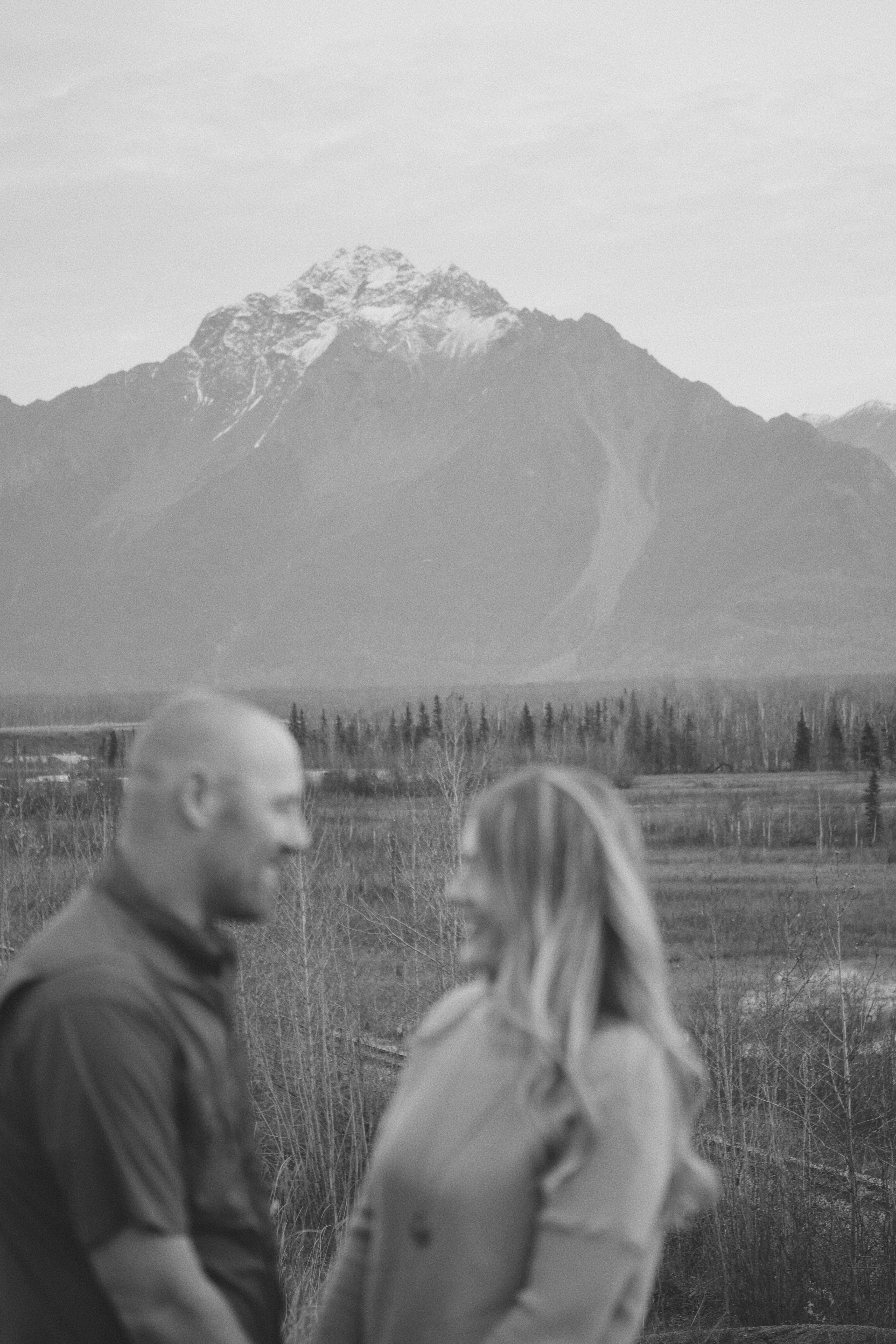Soft Focus Portrait against Majestic Mountain Meadow