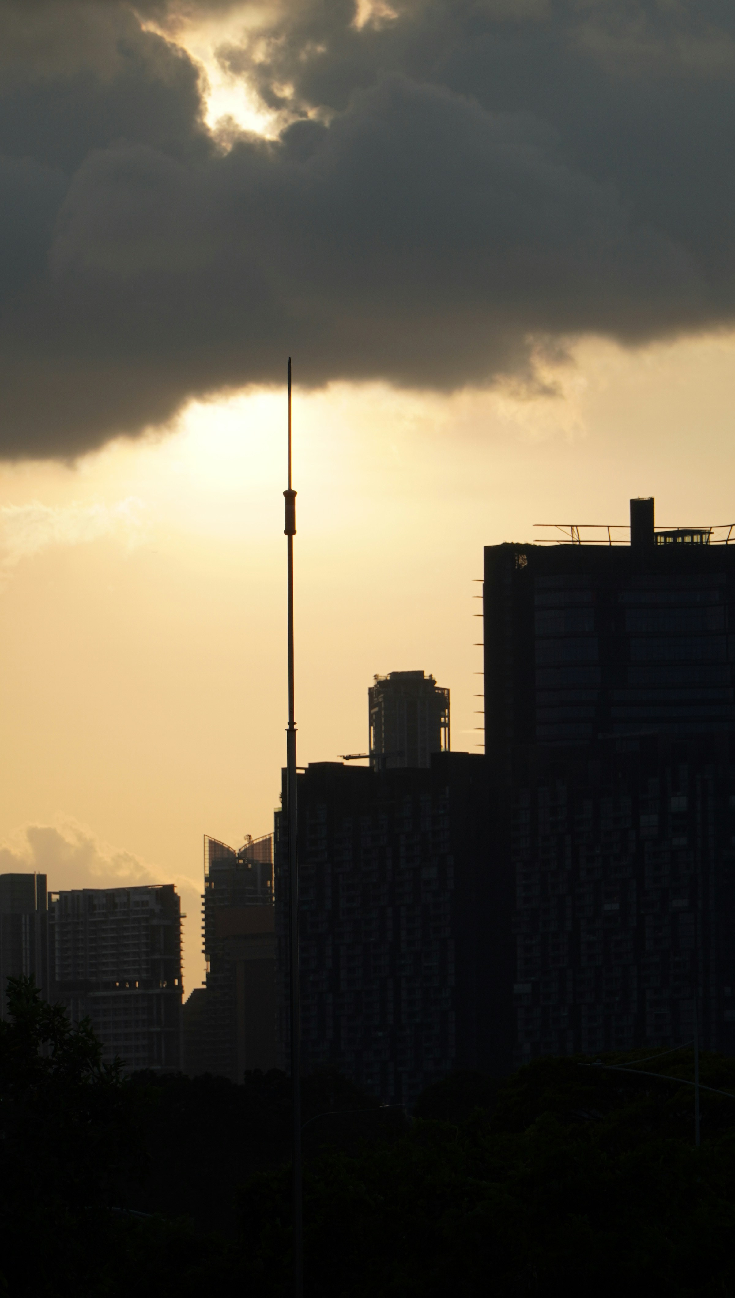 Sunset in the center of the city
