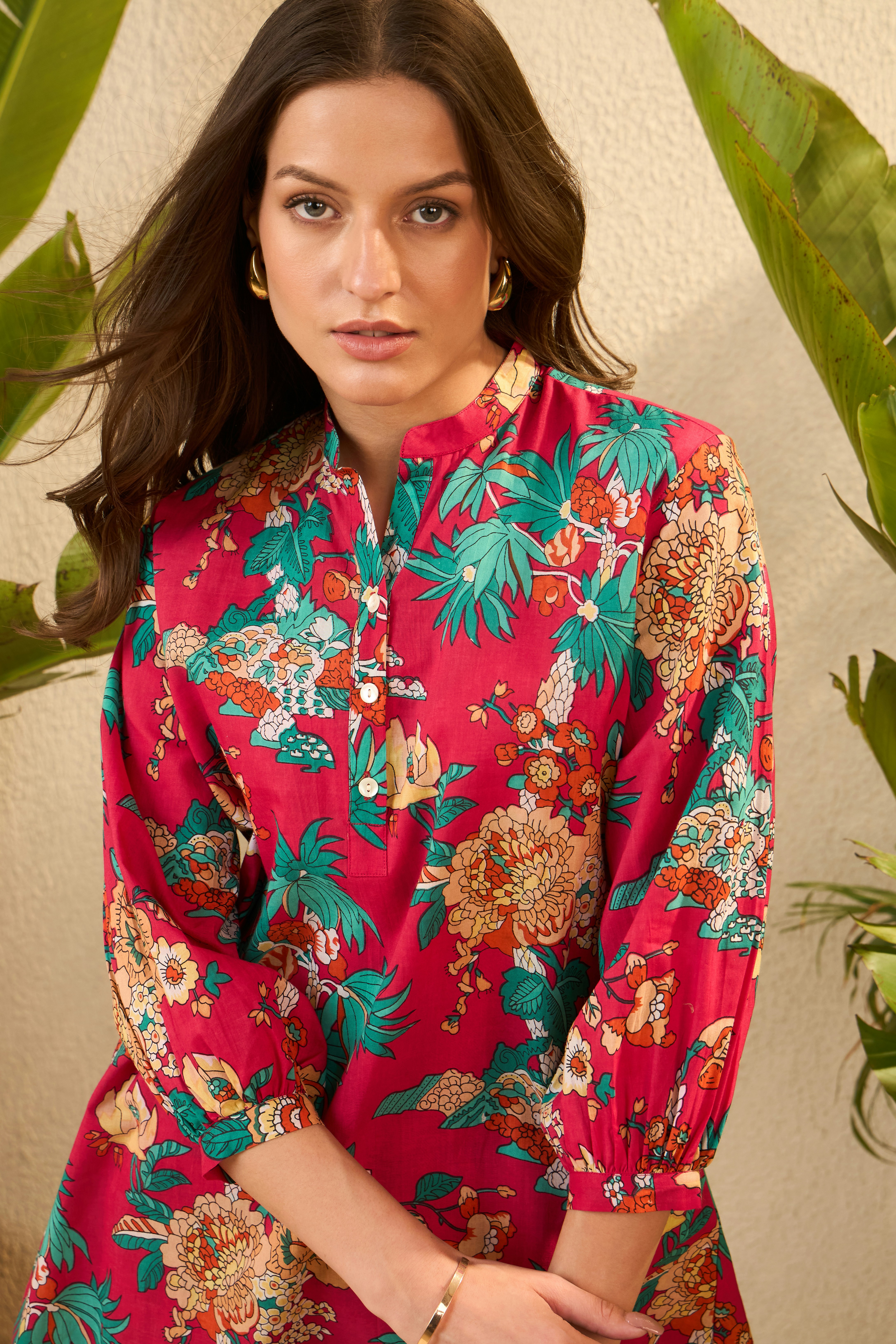 Floral Portrait: A Confident Moment in Colorful Silks