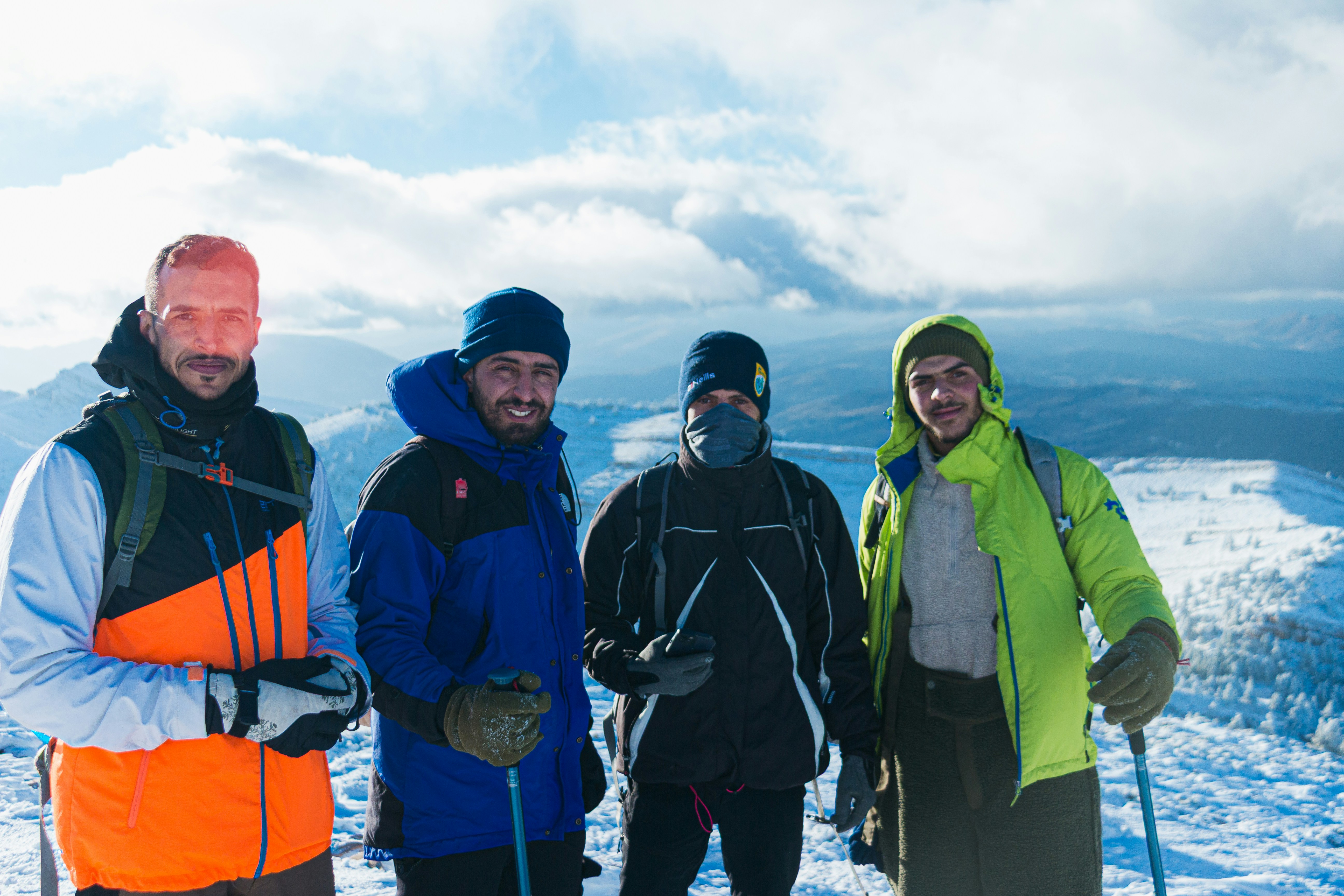 quartet at high-contrast glacier ridge