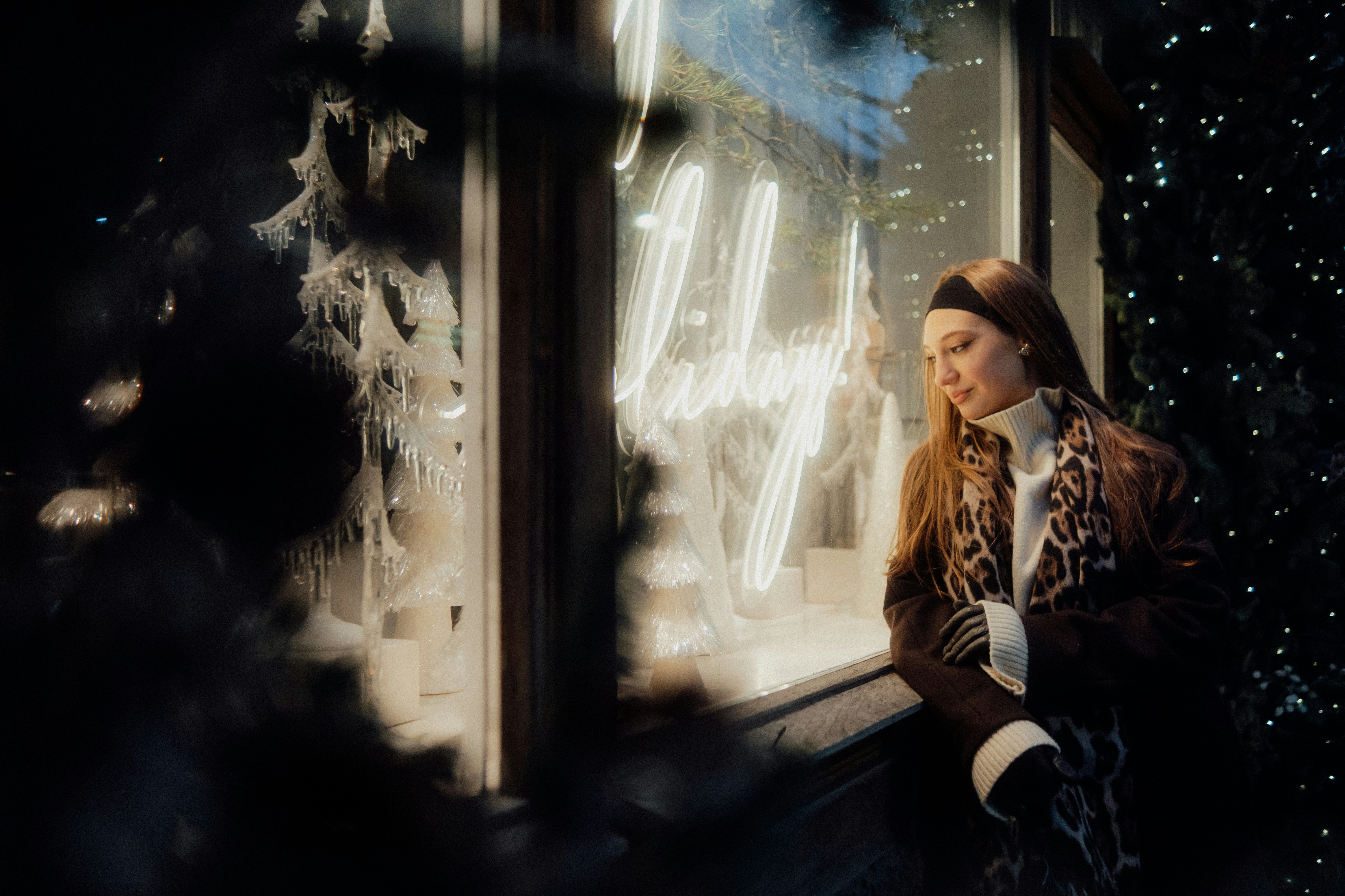 Neon Glow and Quiet Winter Gaze