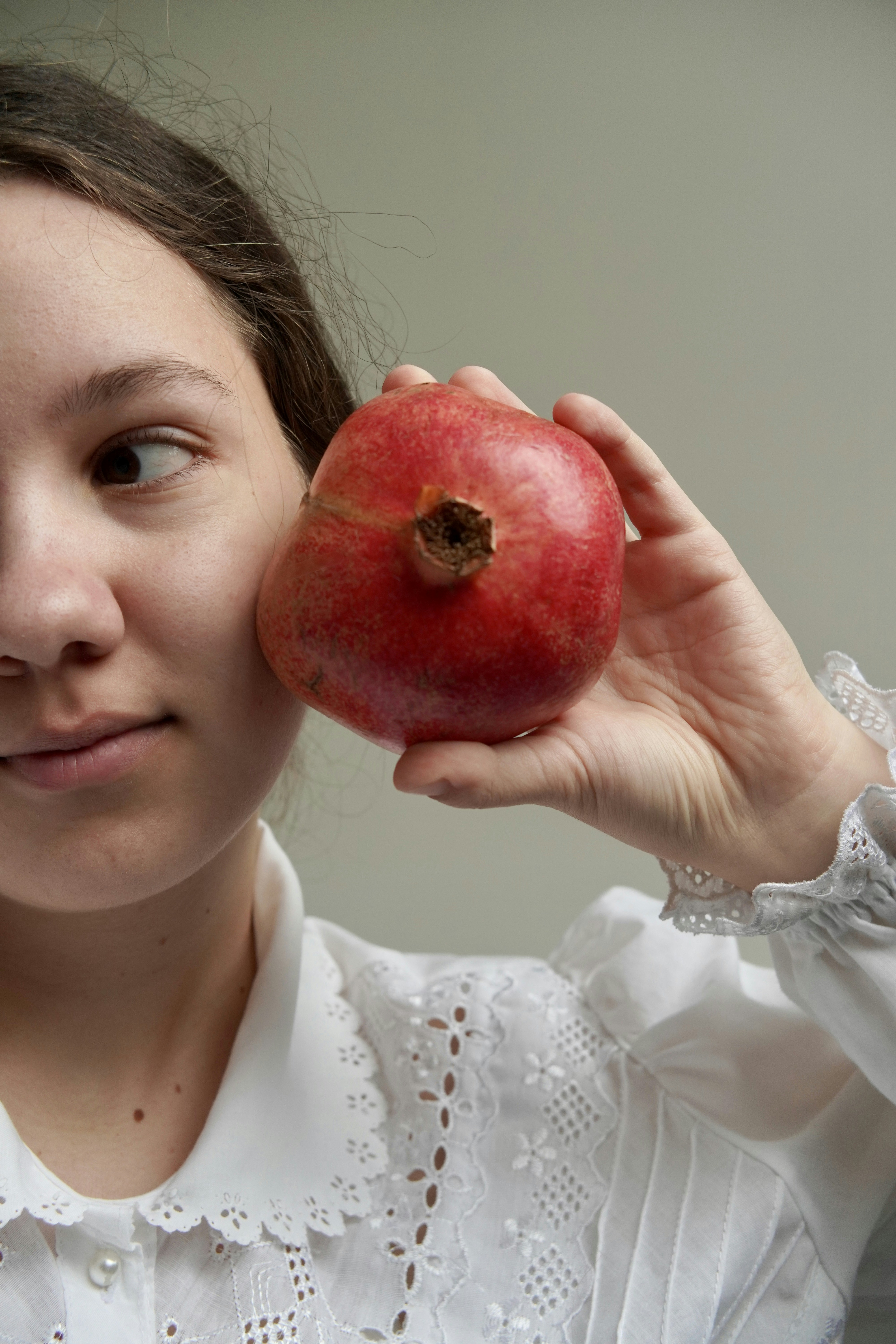 Half-face Gaze with a Crimson Apple