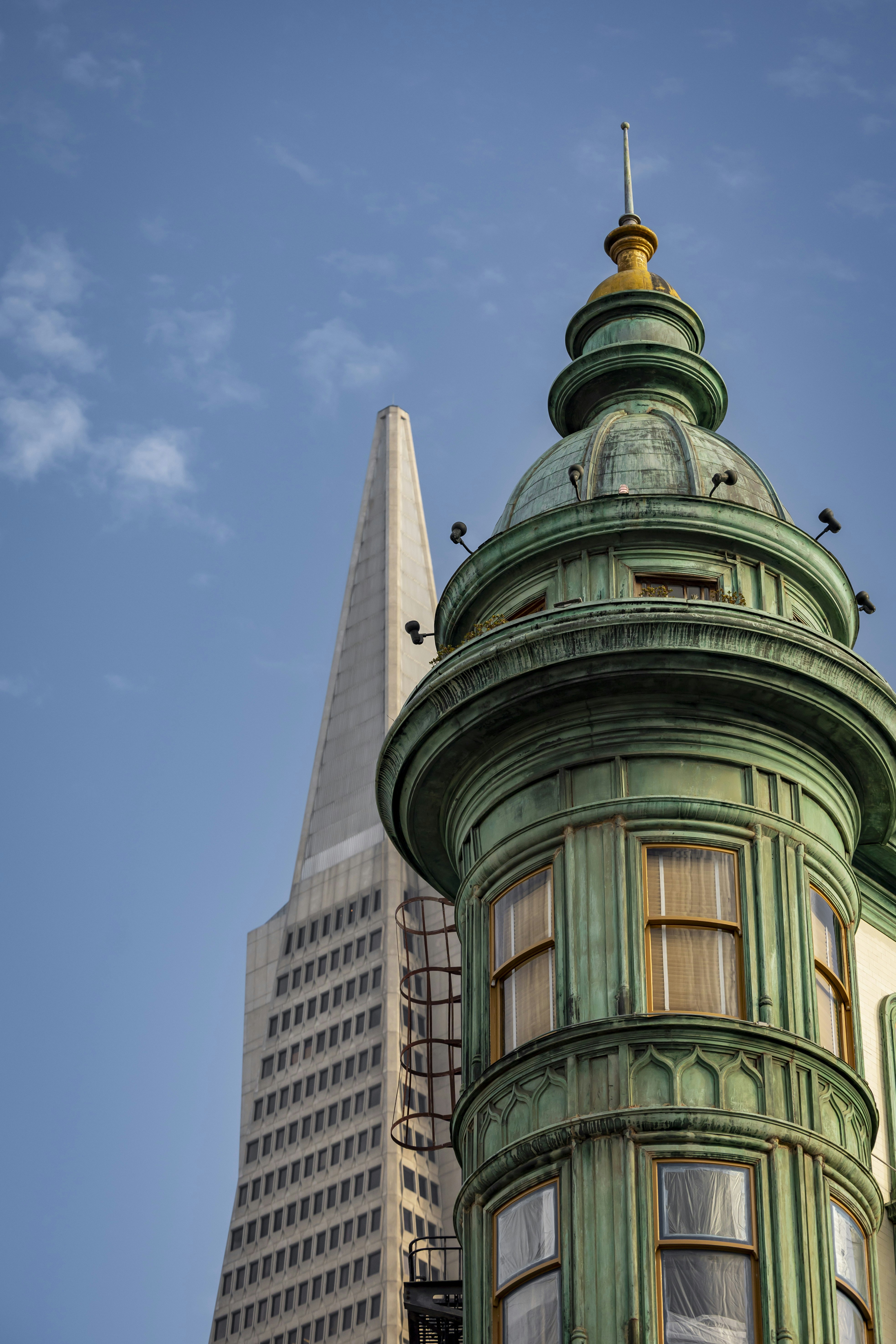 Copper Crowned Turret Against a Blue Sky