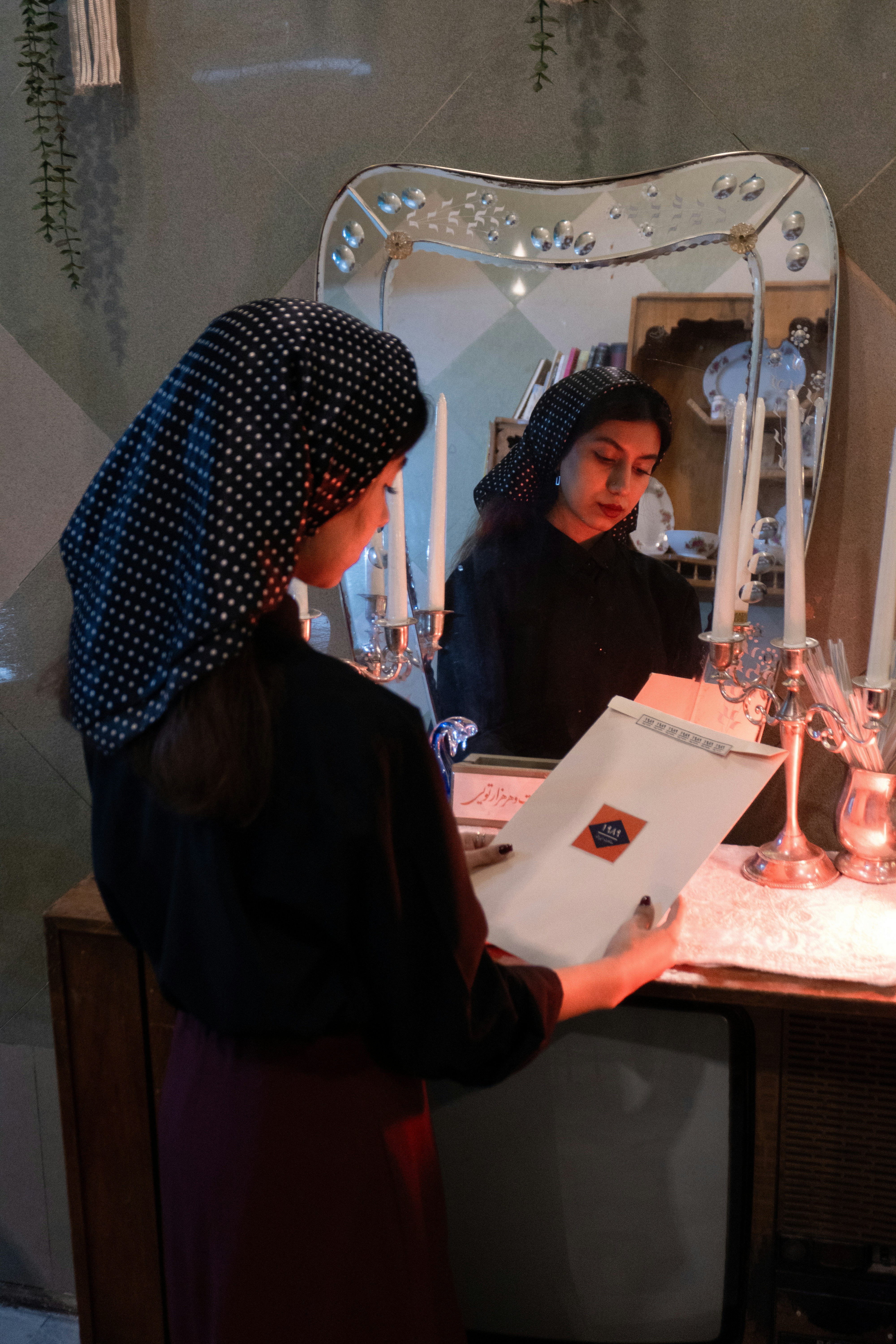 Mirror Talk at the Vanity: A Portrait in Candlelight