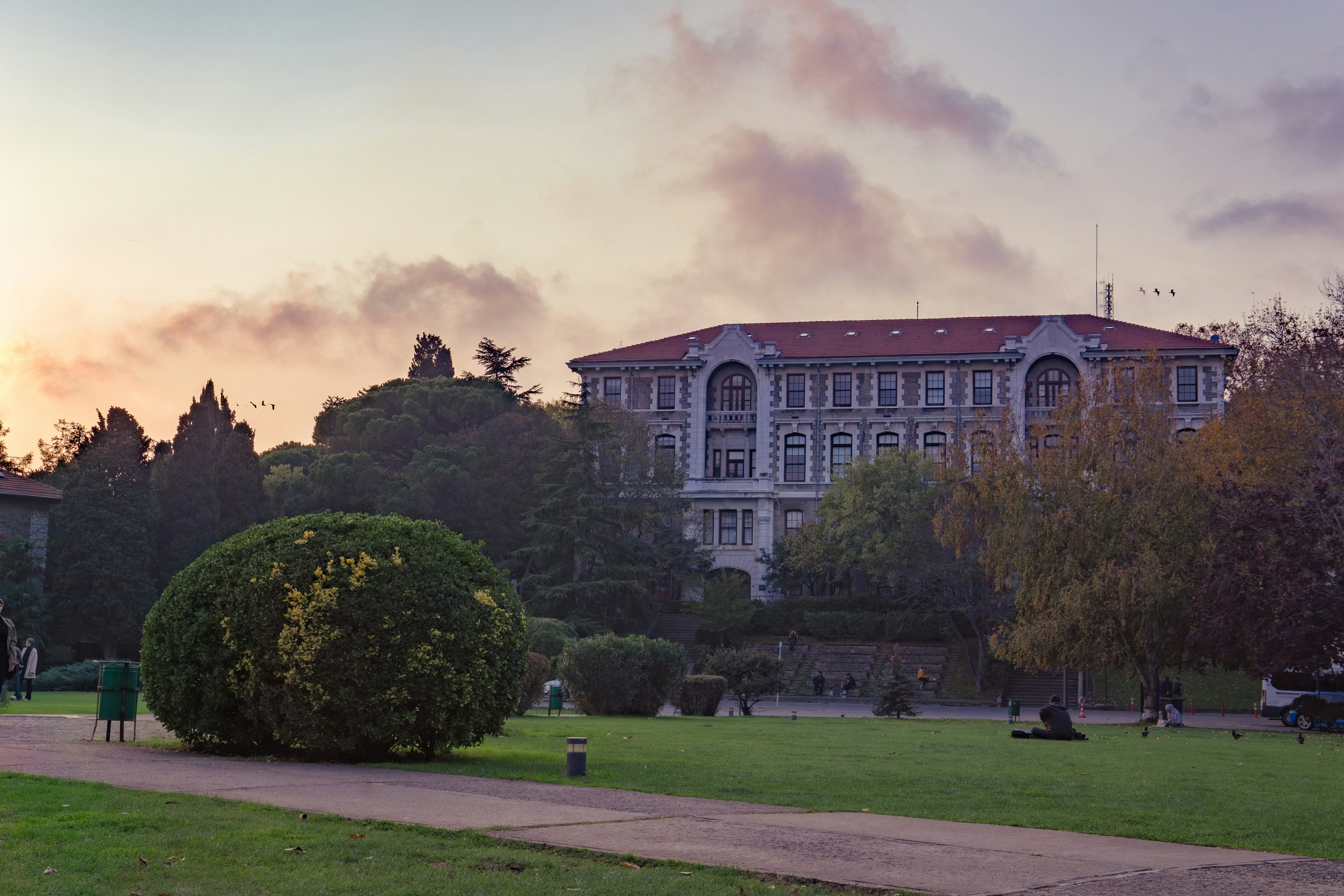Sunset Over the Campus Dome and Garden